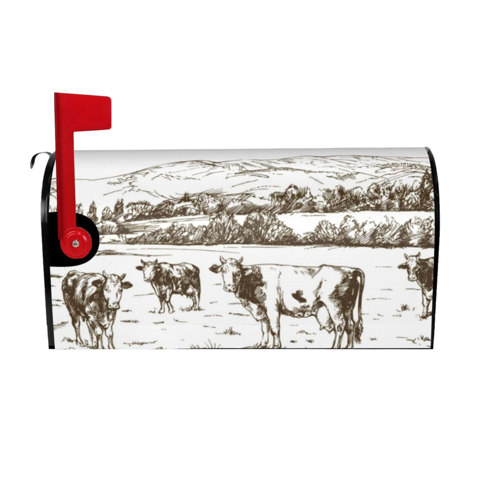 Rateoe Cows Grazing On The Meadow 2 Printed Mailbox Covers - Easy to ...