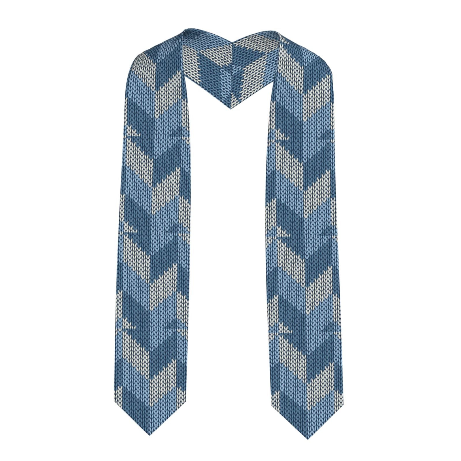 Rateoe Cozy Knitted Blue Chevron Pattern Graduation Shawl Stole ...