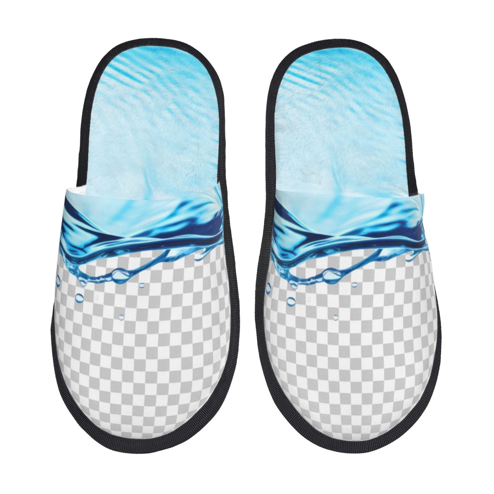 Rateoe Crystal Clear Water Splash Pattern Fuzzy Slippers Fuzzy Soft ...