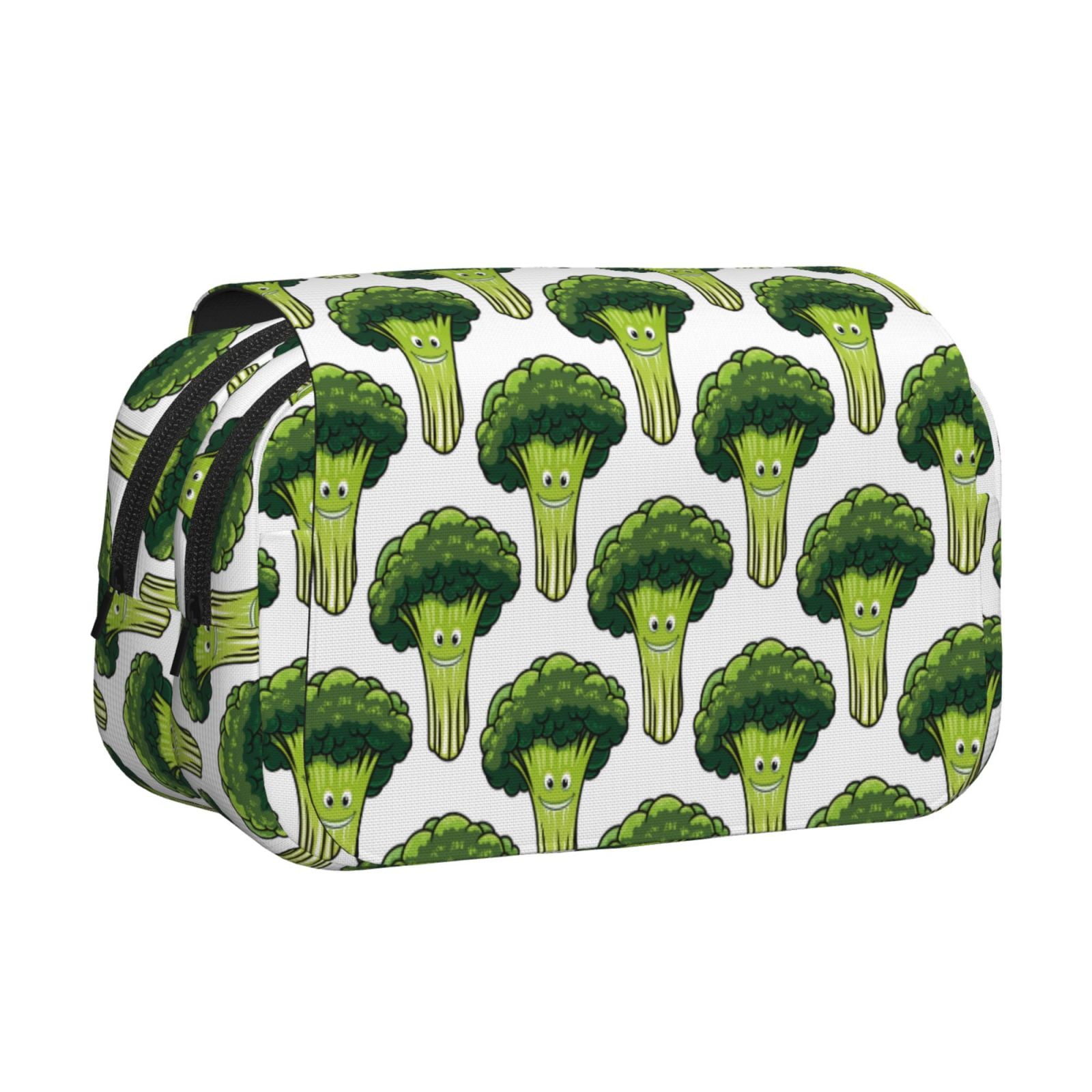 Rateoe Cute Broccoli Pattern Double Clamshell Pen Case, Storage ...