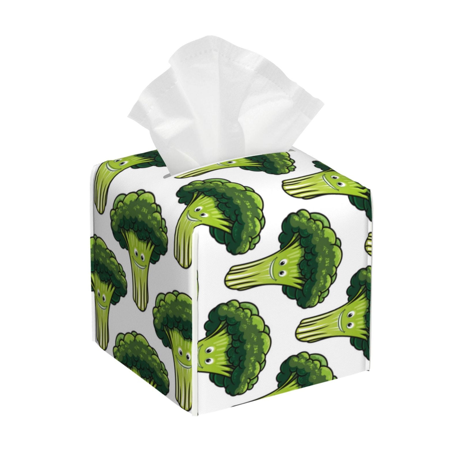 Rateoe Cute Broccoli Pattern Tissue Box Cover, Modern Square Decorative ...