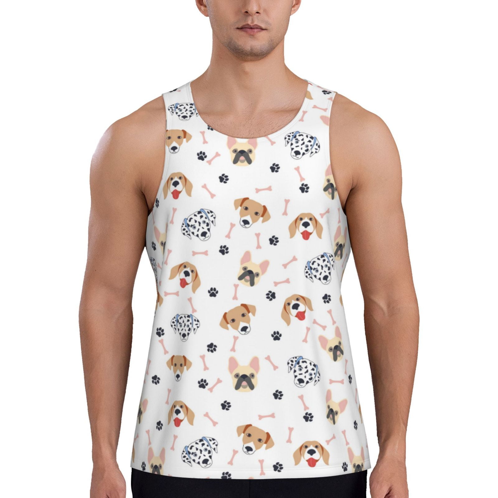 Rateoe Cute Cartoon Dogs Pattern Sleeveless Gym Shirt Muscle Tee ...