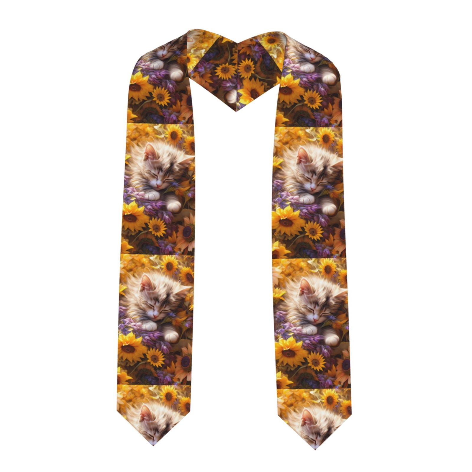 Rateoe Cute Cat Sunflower Pattern Graduation Shawl Stole – Elegant ...