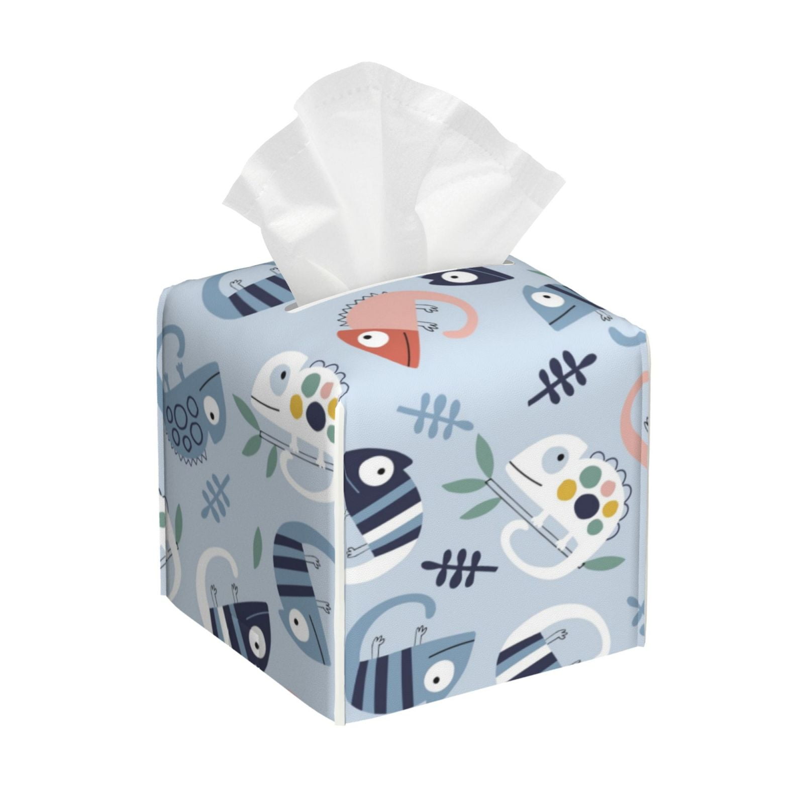 Rateoe Cute Chameleons On Blue Pattern Tissue Box Cover, Modern Square ...