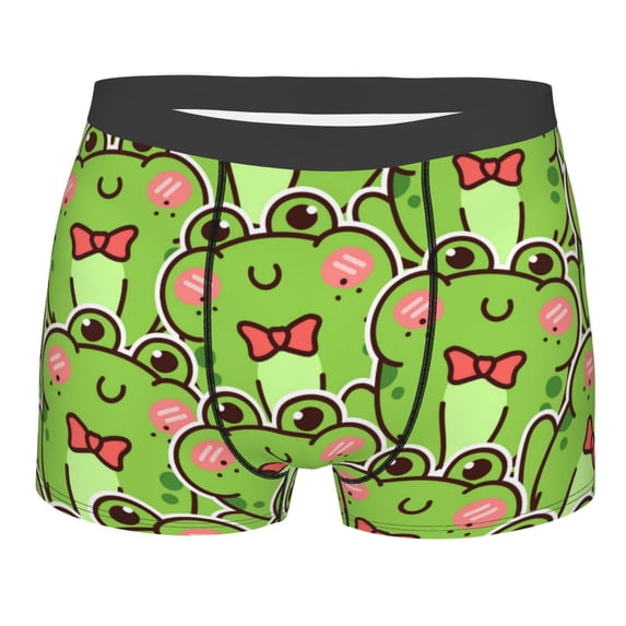 Rateoe Cute Green Frog Mens Boxer Briefs Poly Spandex Performance Boxer ...