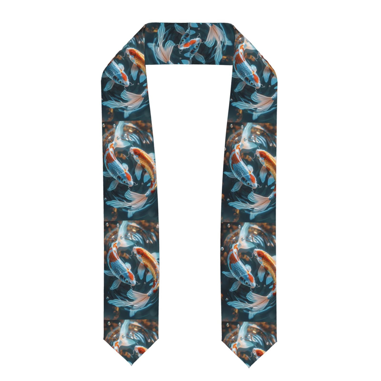 Rateoe Cute Koi Fish Serenity Pattern Graduation Shawl Stole – Elegant ...