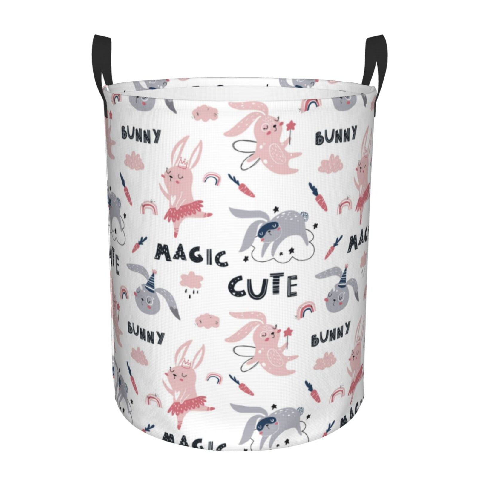 Rateoe Cute Magic Bunny Pattern Round Laundry Hamper Basket, Tall ...
