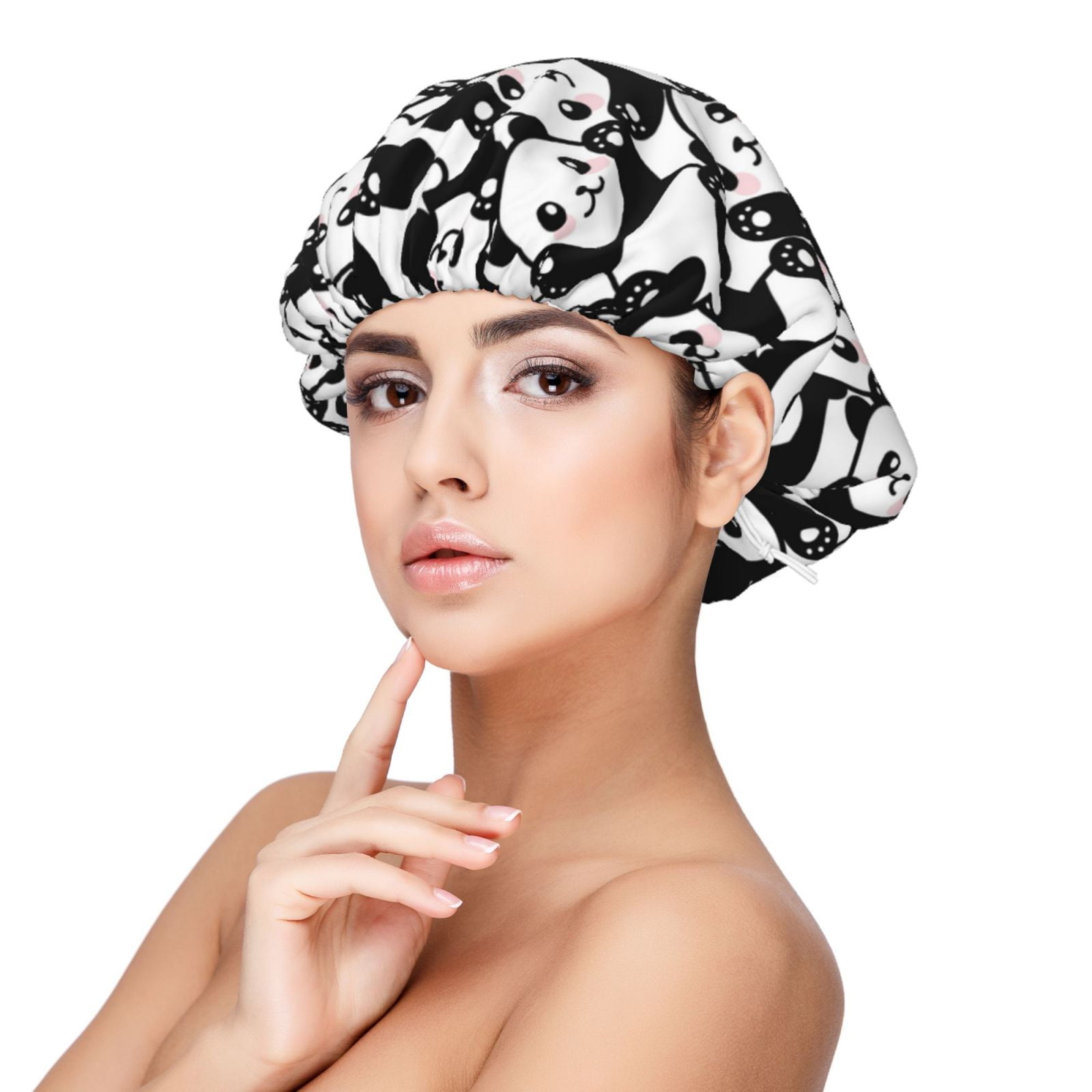 Rateoe Cute Panda (3) Pattern Silk Satin Hair Bonnet for Sleeping ...