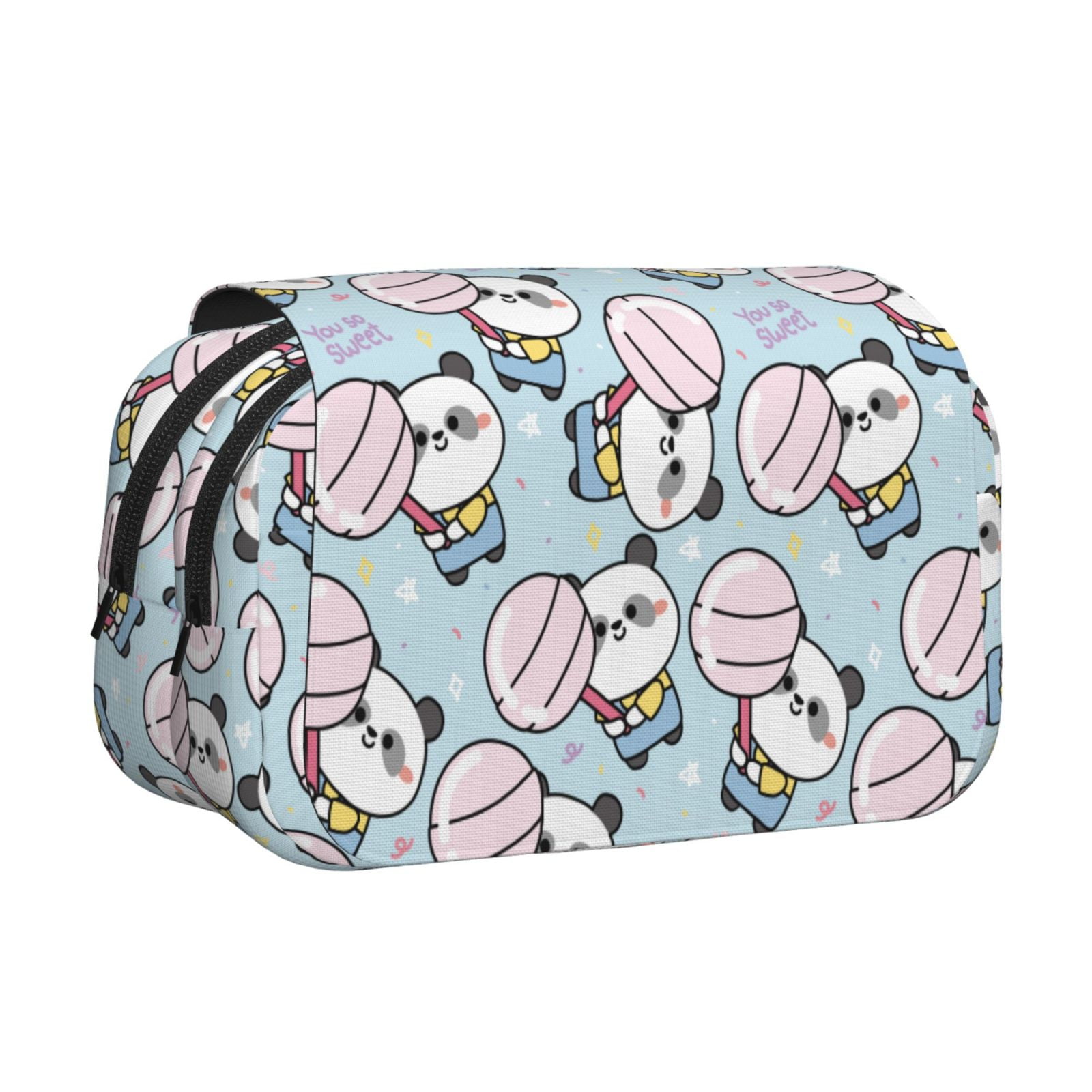 Rateoe Cute Panda Bear Pattern Double Clamshell Pen Case, Storage ...
