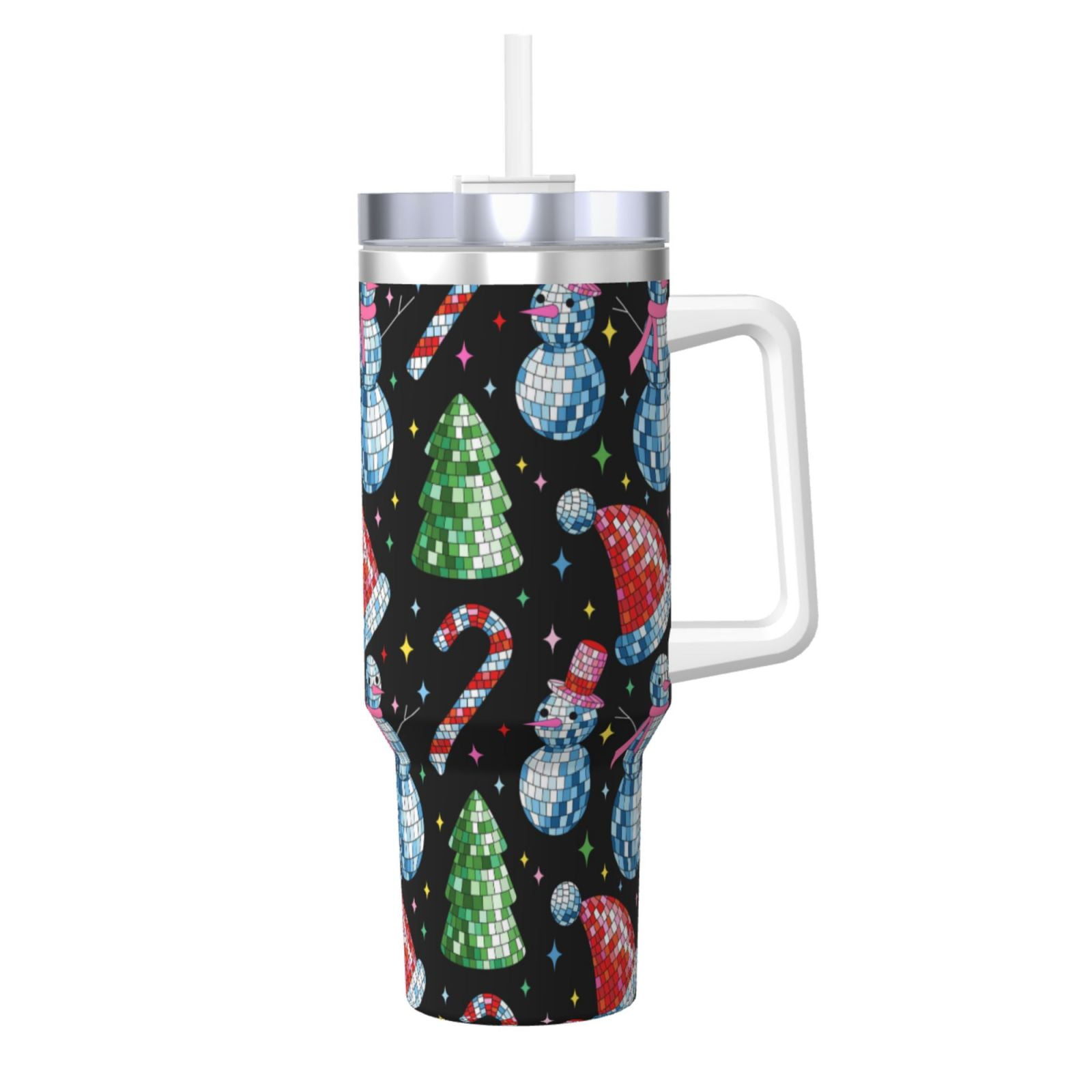 Rateoe Disco Mirror Ball Snowman Printed 40OZ Ice Bully With Handle ...