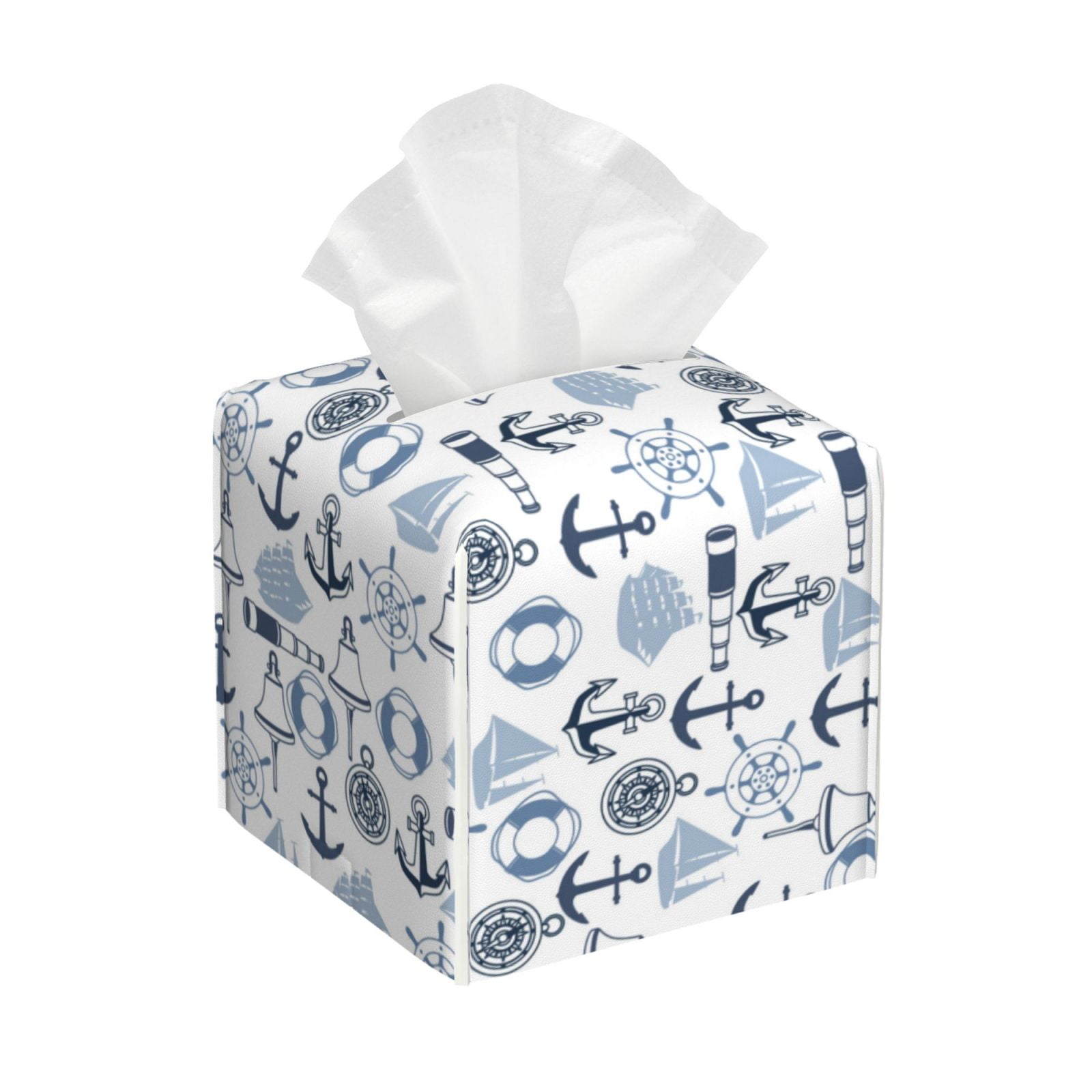 Rateoe Dock Rudder Pattern Tissue Box Cover, Modern Square Decorative ...