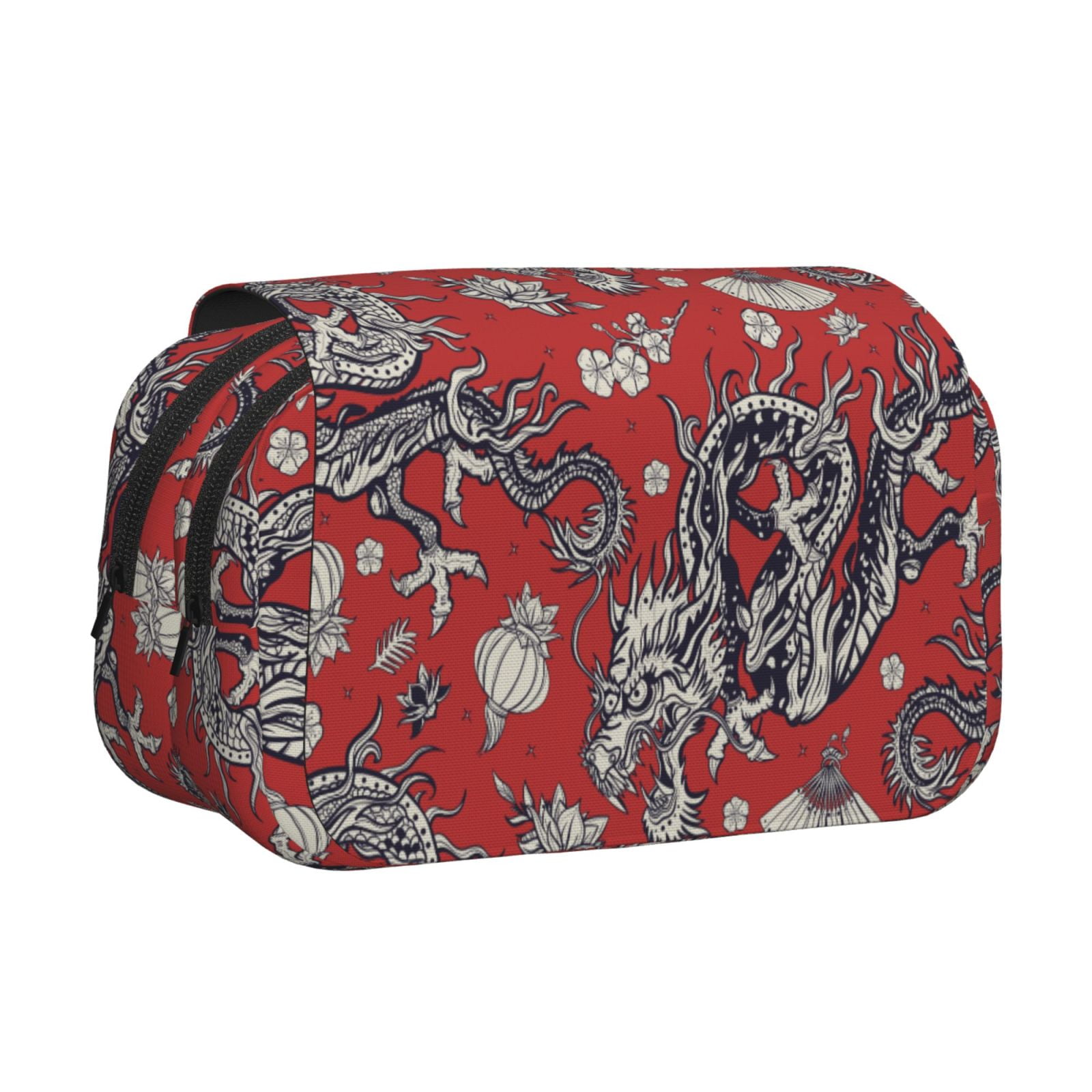 Rateoe Dragons2 Pattern Double Clamshell Pen Case, Storage Organizer ...