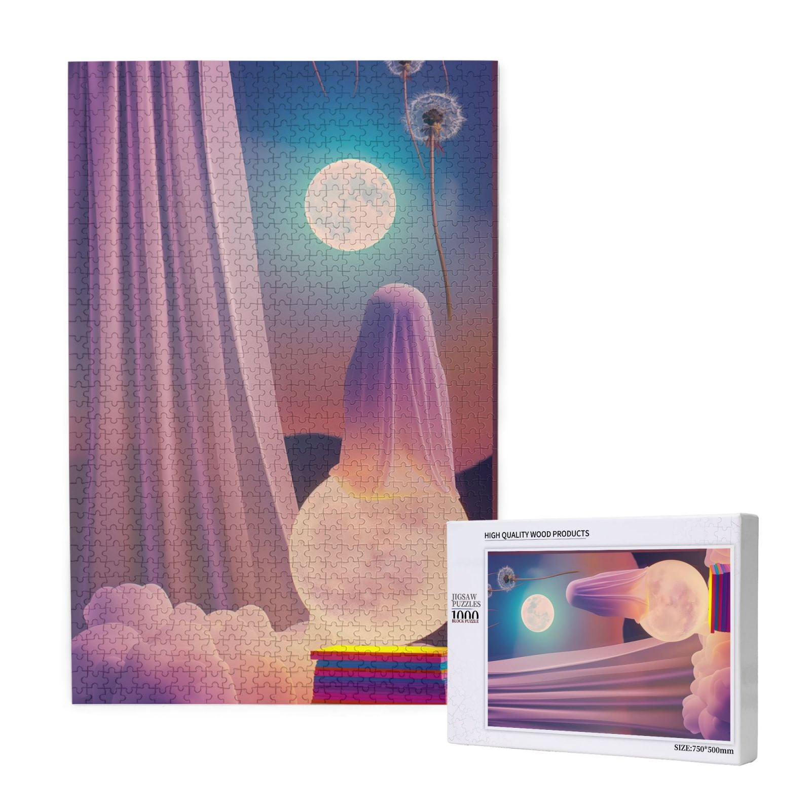 Rateoe Dreamy Moonlit Window Pattern Wooden Picture Puzzle ,1000 Piece ...