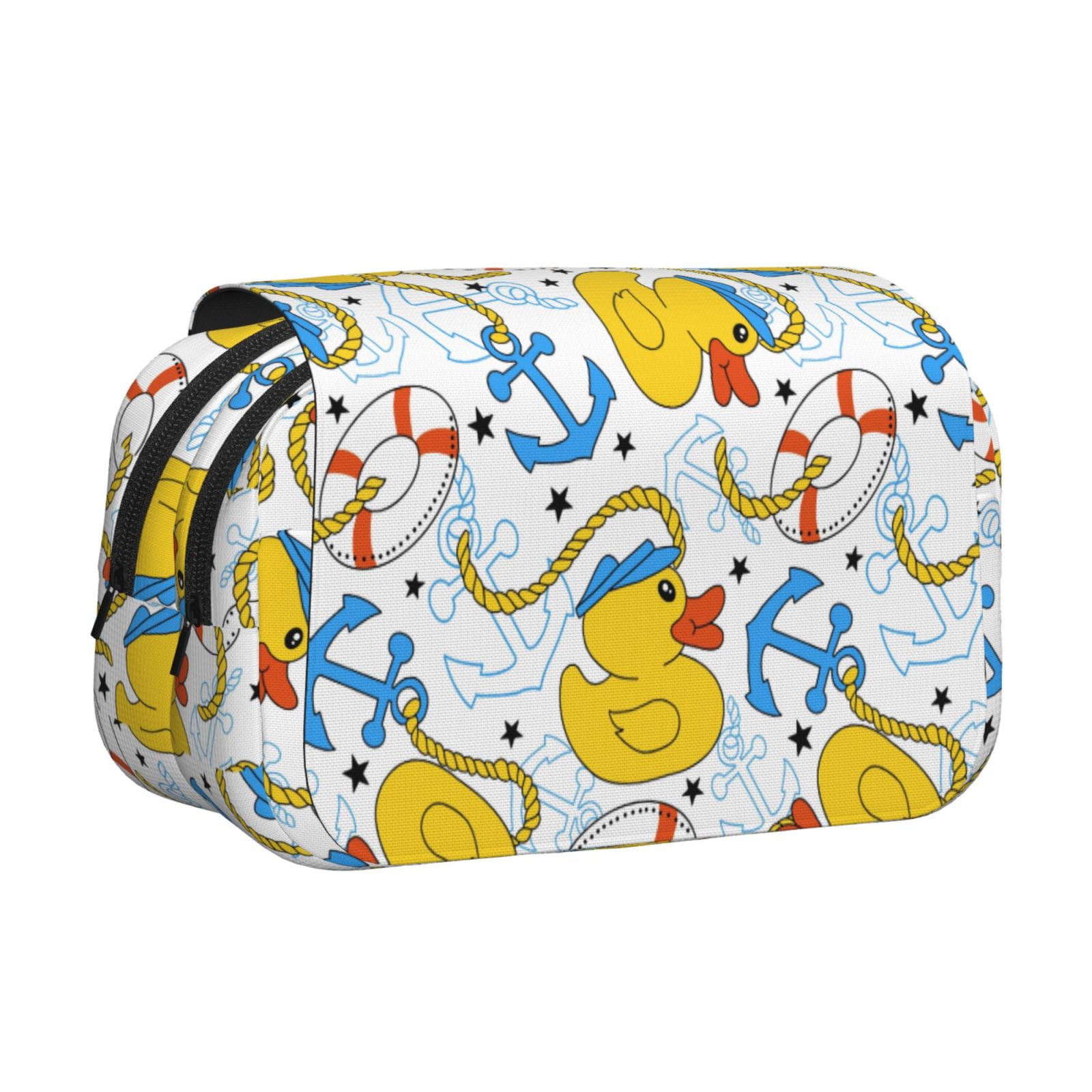 Rateoe Ducks and Anchors Pattern Double Clamshell Pen Case, Storage ...