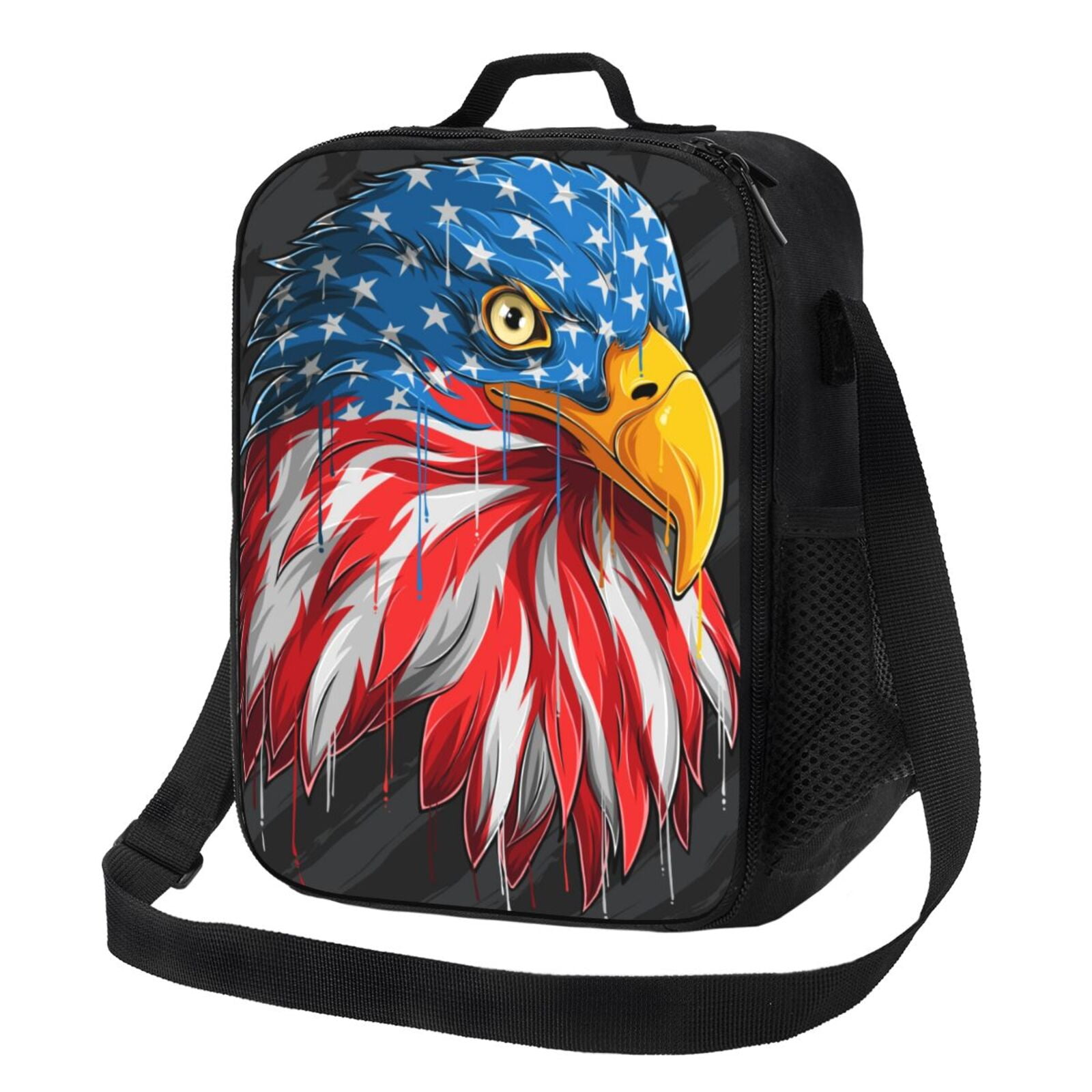 Rateoe Eagle Head With American Flag Lunch Bag Reusable Lunch Box with ...