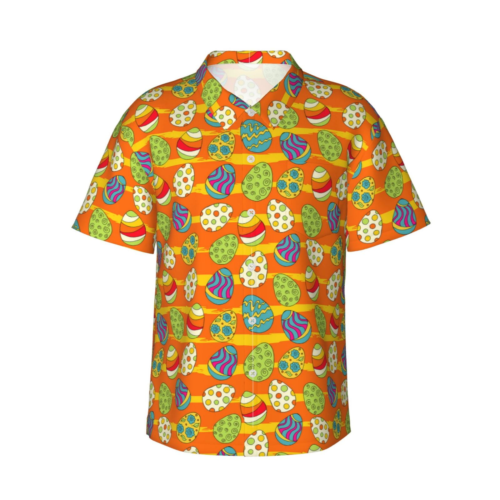 Rateoe Easter eggs Pattern Men’s Hawaiian Shirt – Short Sleeve Button ...