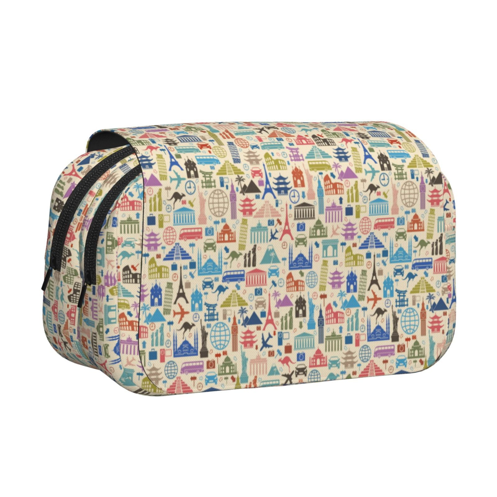 Rateoe Famous Places Pattern Double Clamshell Pen Case, Storage ...