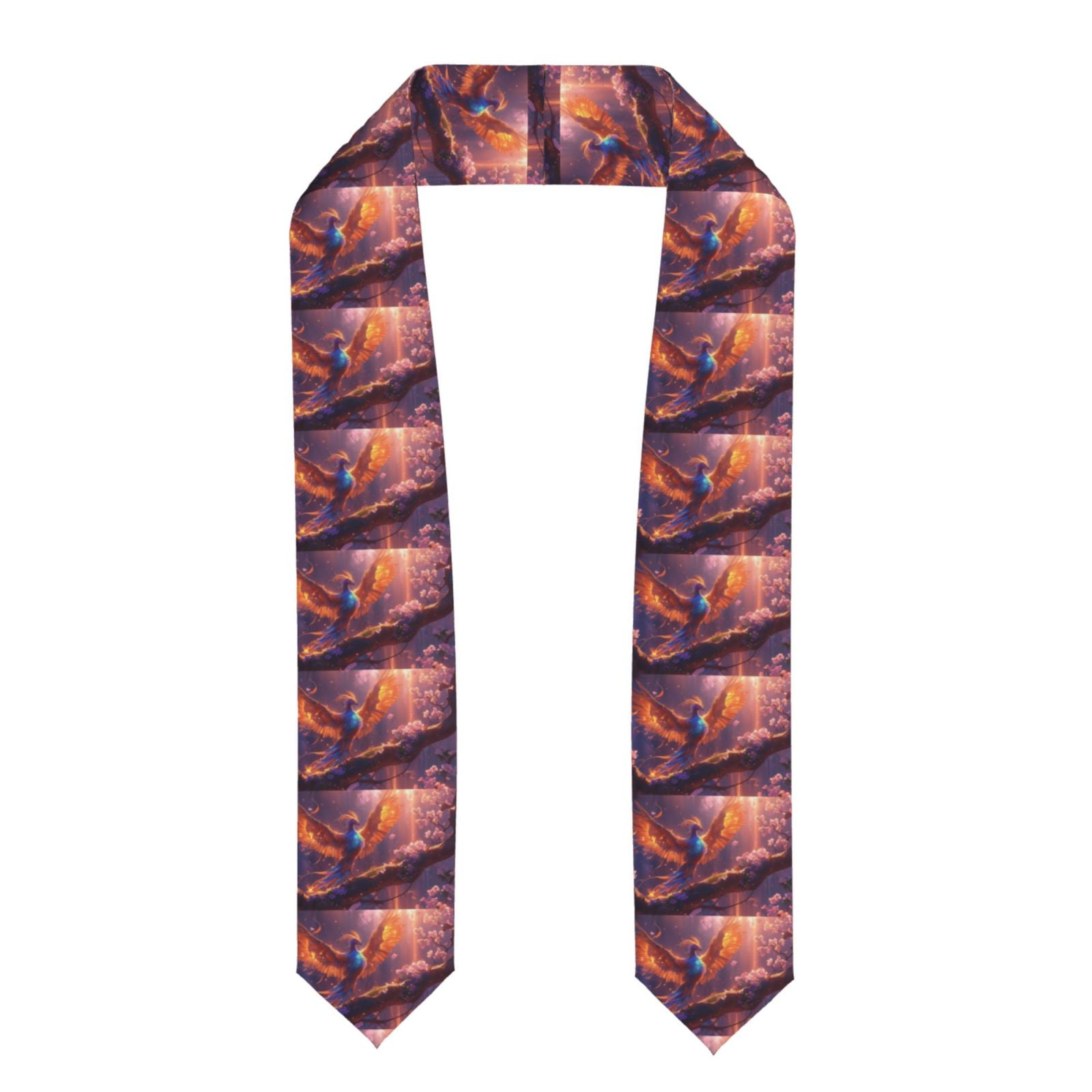 Rateoe Fantasy Bird Illustration Pattern Graduation Shawl Stole ...