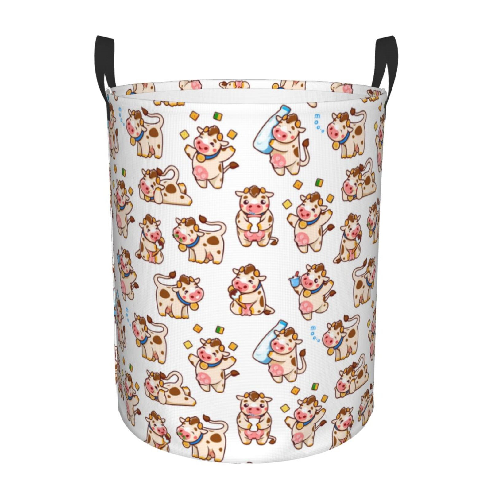 Rateoe Farm Cow Animal Pattern Round Laundry Hamper Basket, Tall Hamper ...