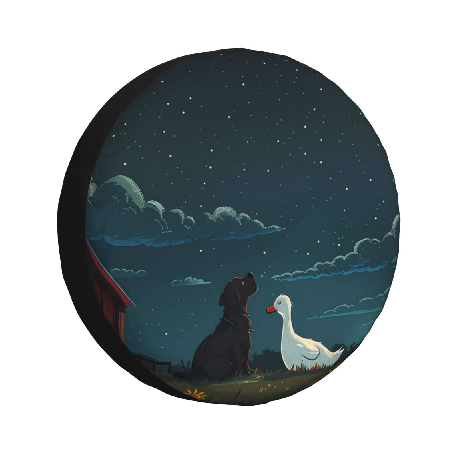 Rateoe Farm Dog Duck Moonlight Pattern Tire Cover Wheel Protectors ...