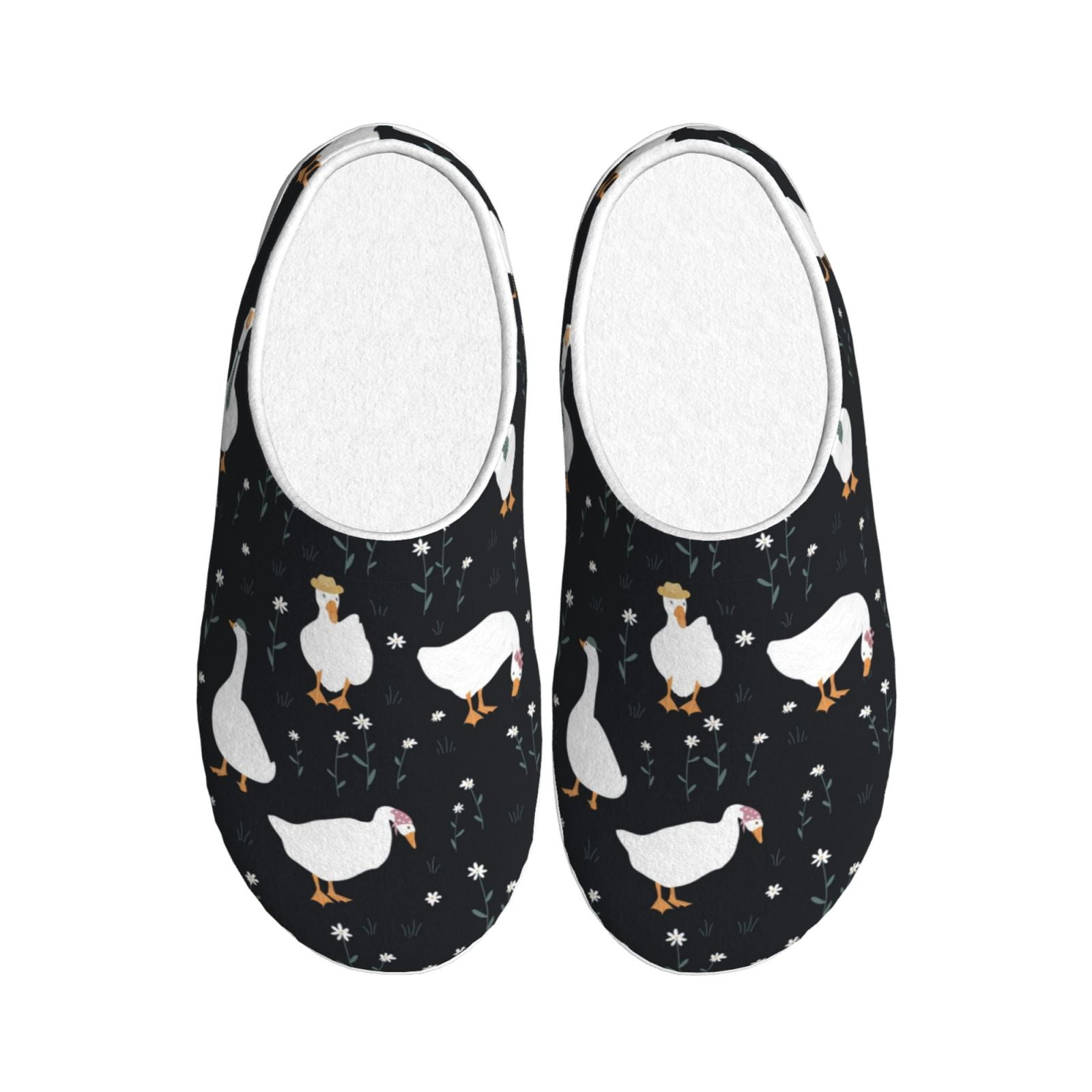 Rateoe Fashionable Goose Print Women's Men's Cotton Knit Slippers ...