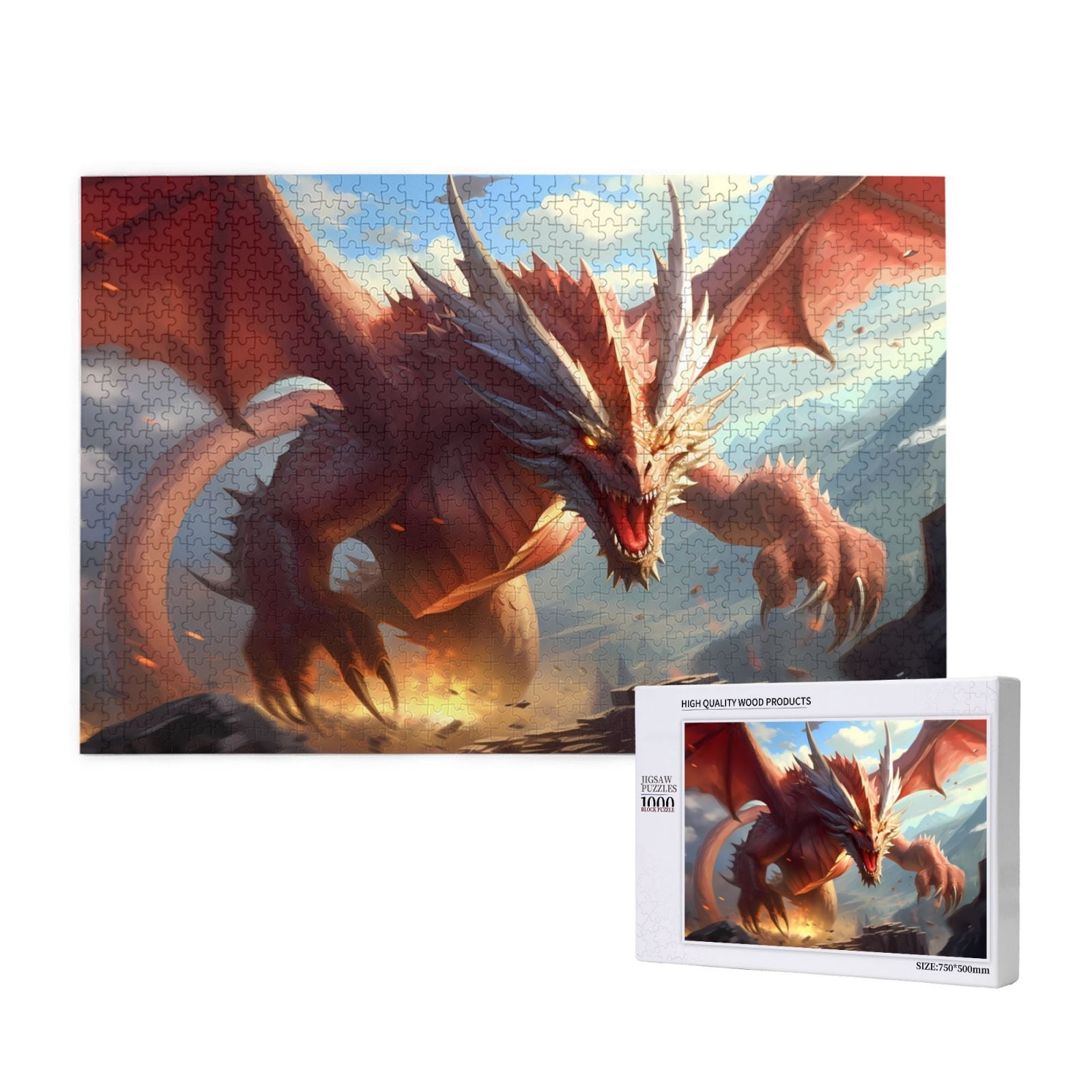 Rateoe Ferocious Dragon Fury Pattern Wooden Picture Puzzle ,1000 Piece ...
