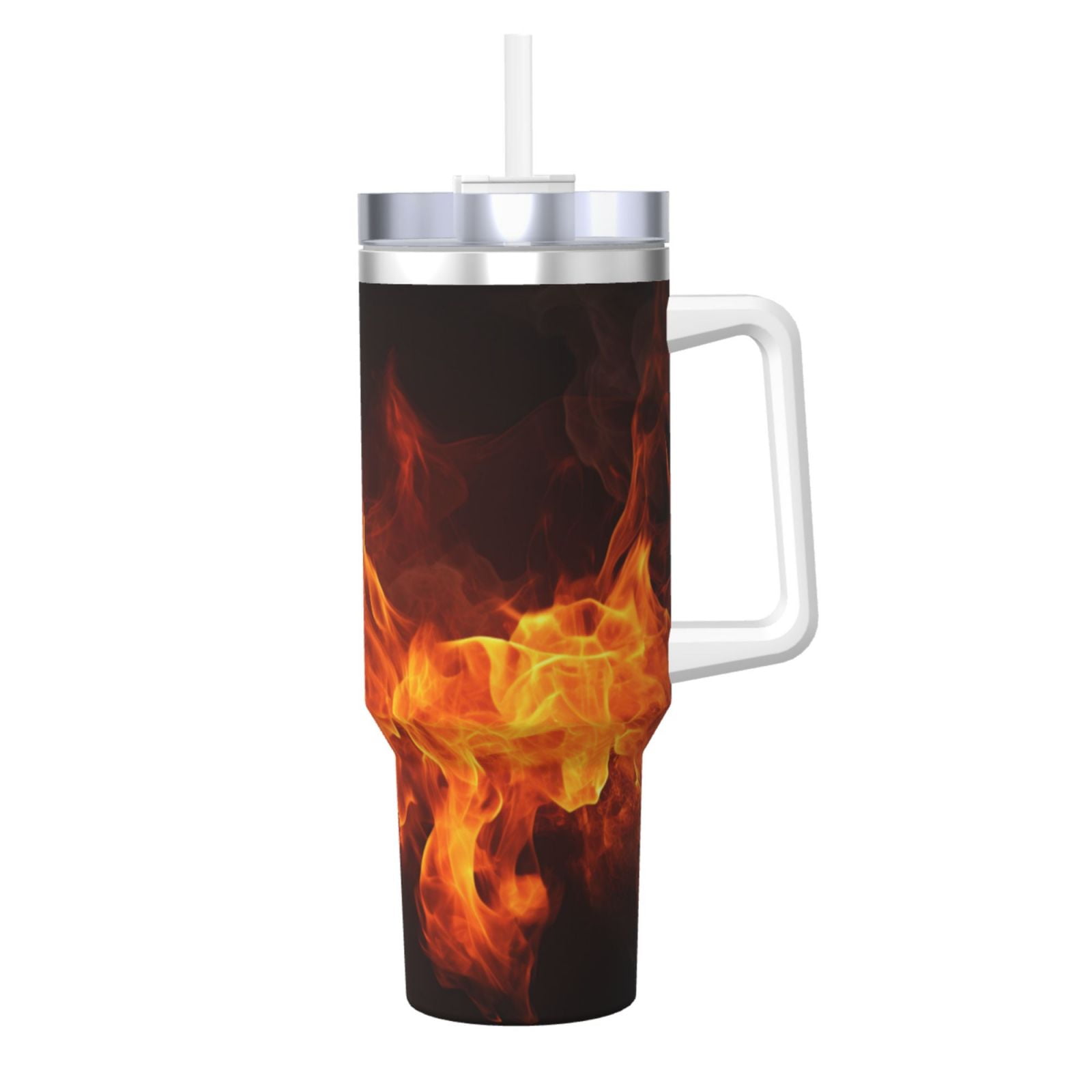 Rateoe Fiery Orange Flames Energy Printed 40OZ Ice Bully With Handle ...