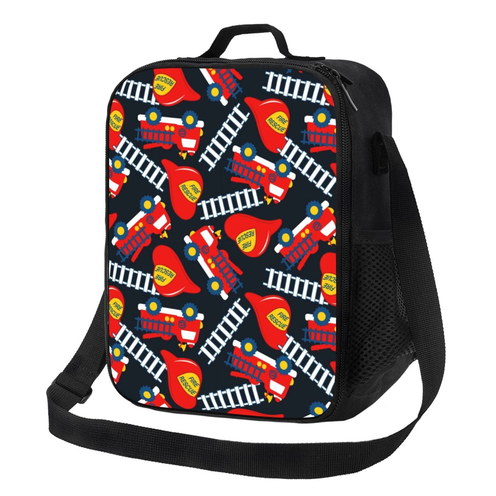 Rateoe Fire Rescue With Red Helmet And Truck Lunch Bag Reusable Lunch ...