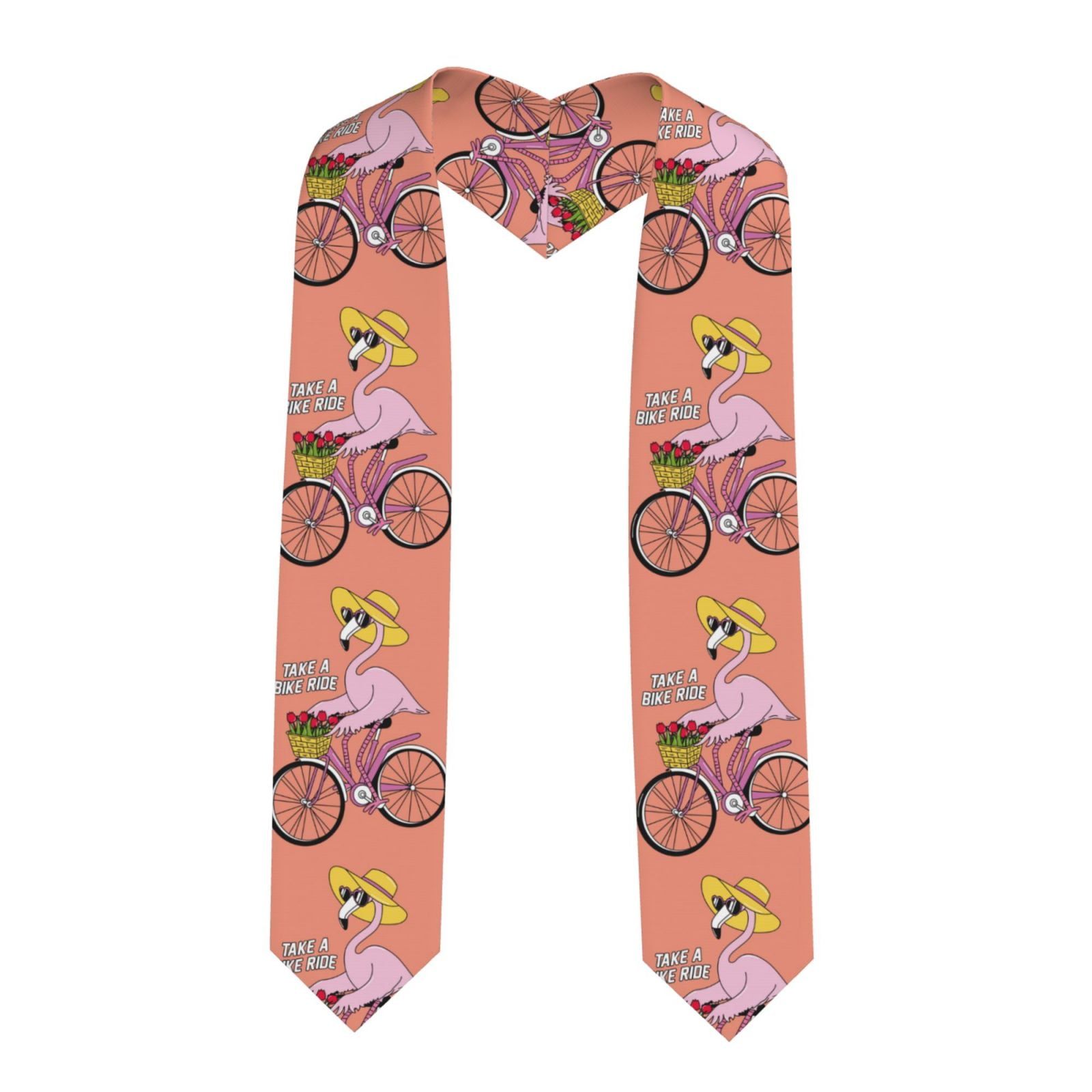Rateoe Flamingo Riding a Bicycle Pattern Graduation Shawl Stole ...