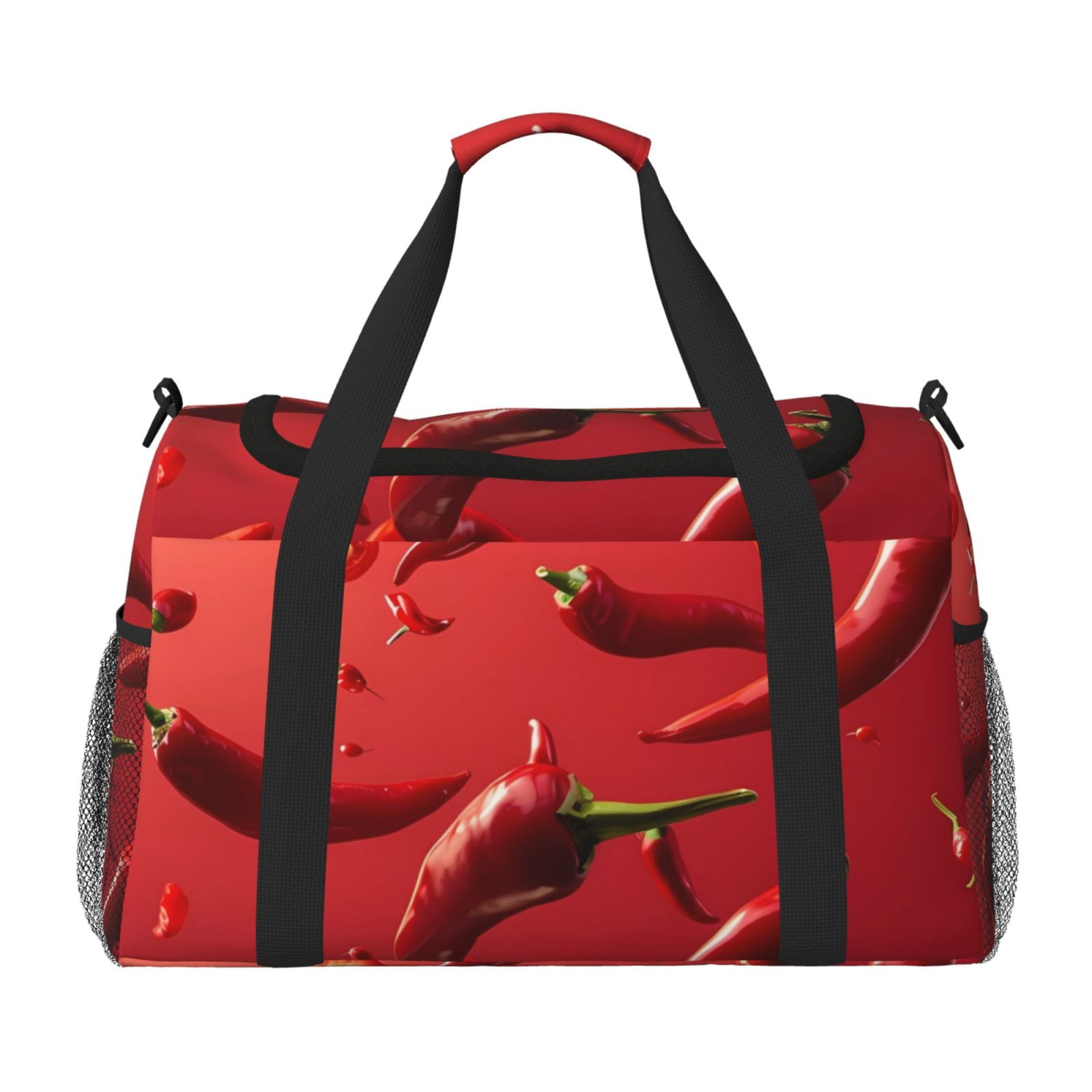 Rateoe Floating Red Chili Peppers Pattern Gym Bag for Women, Duffle Bag ...