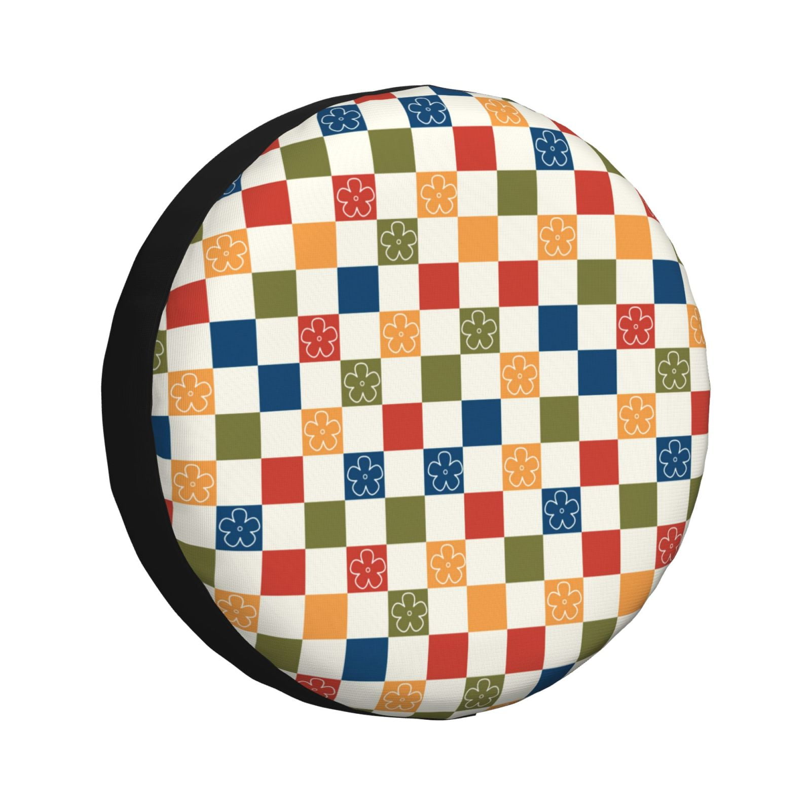 Rateoe Floral Checkerboard Pattern Tire Cover Wheel Protectors ...