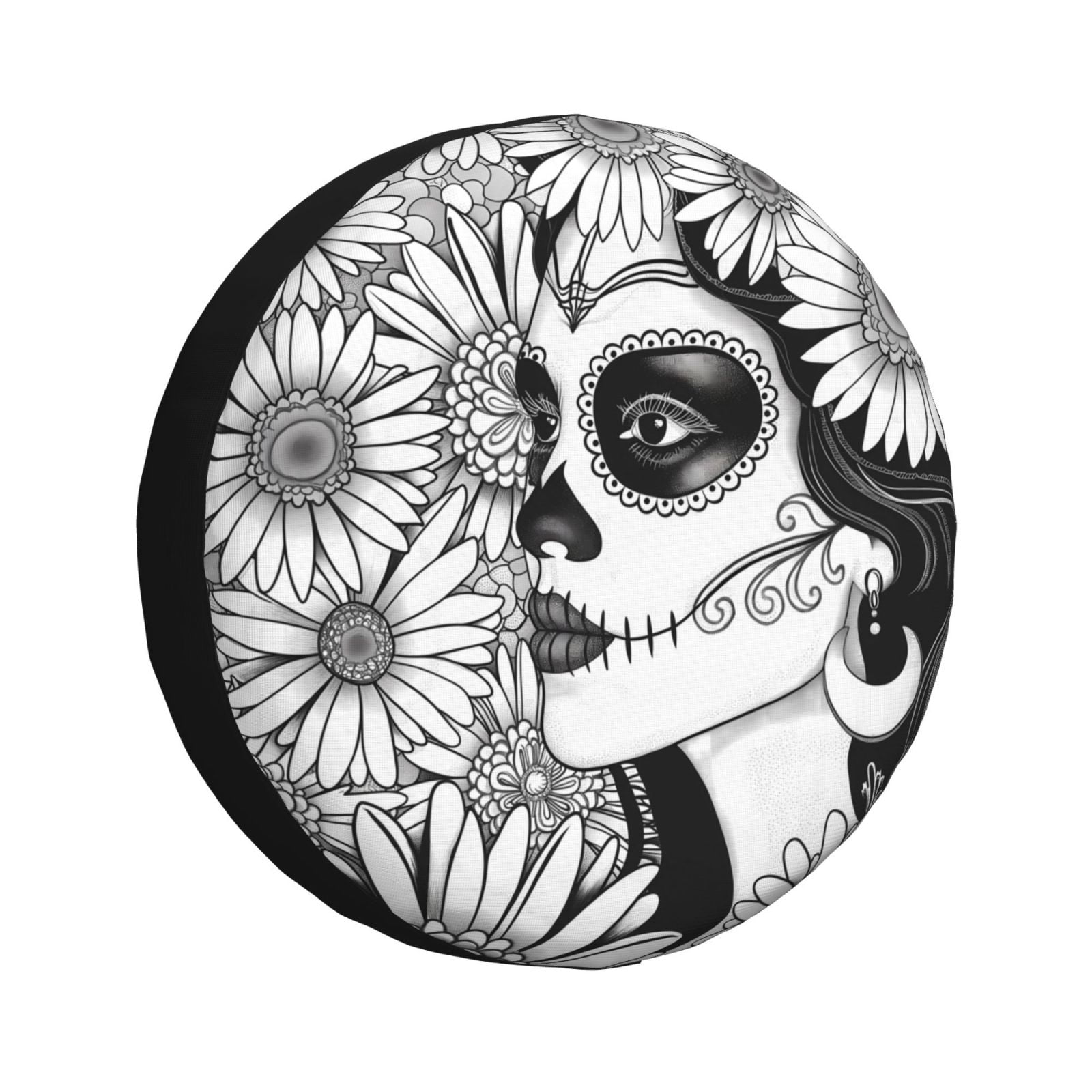 Rateoe Floral Sugar Skull Portrait Pattern Tire Cover Wheel Protectors ...