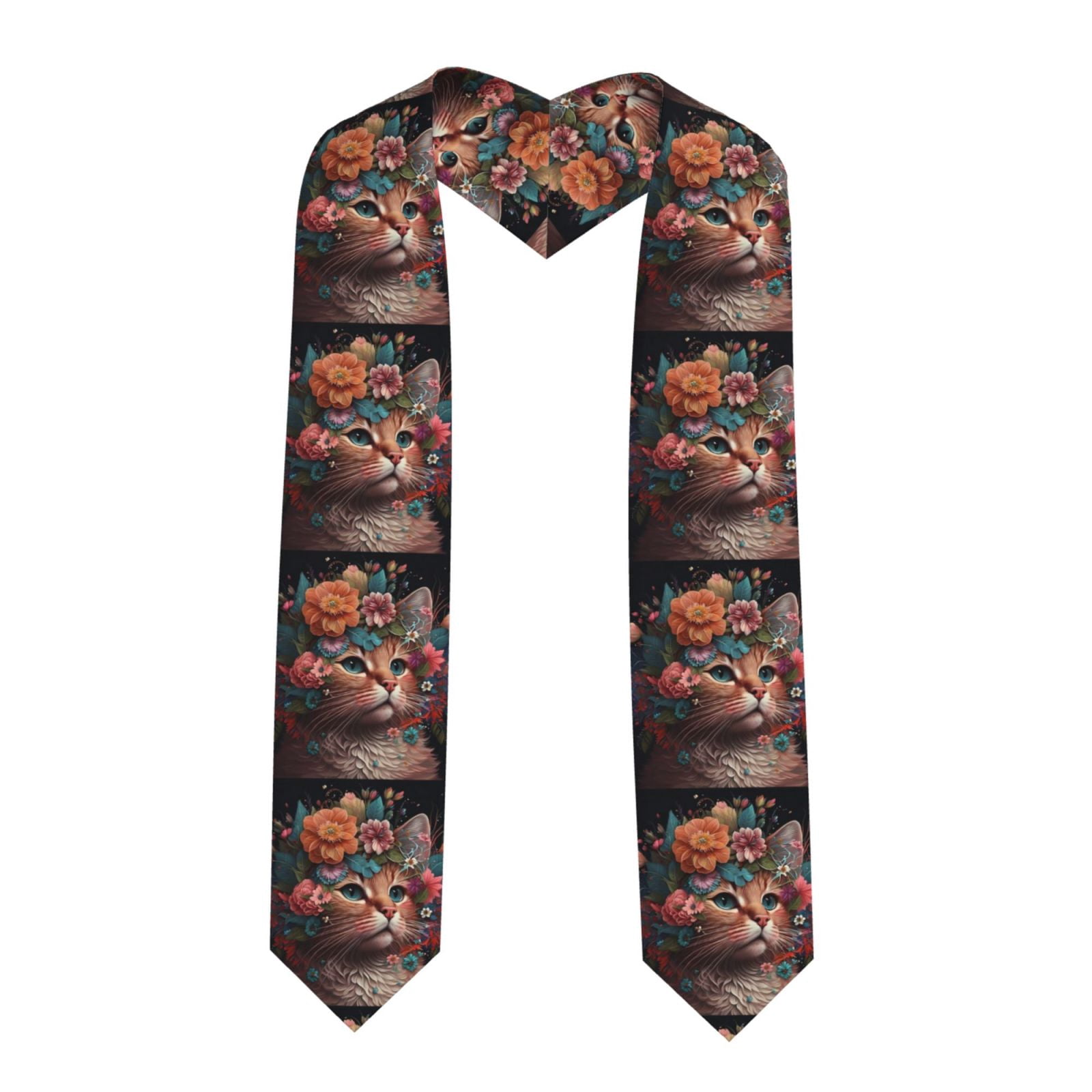 Rateoe Flower Crown Cat Pattern Graduation Shawl Stole – Elegant Stole ...