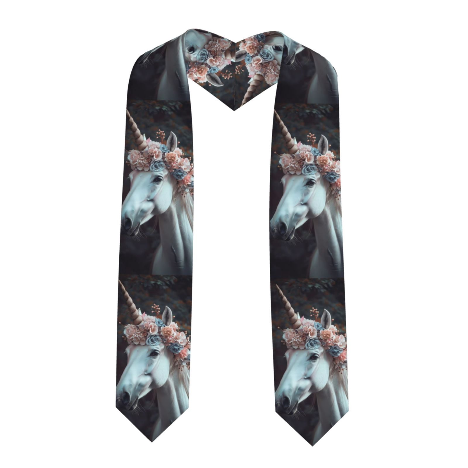 Rateoe Flower Crown White Horse Pattern Graduation Shawl Stole ...