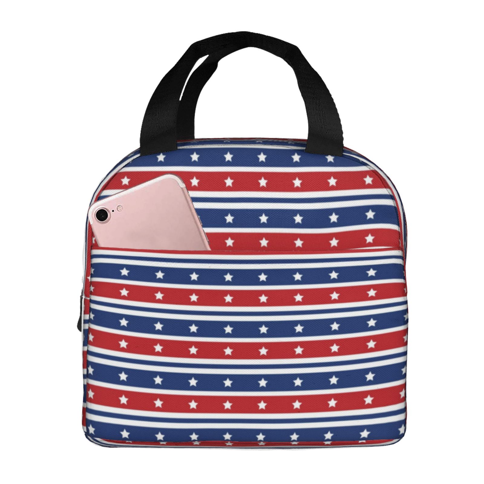 Rateoe Fourth Of July Pattern Insulated Lunch Bag with Thick Aluminum ...