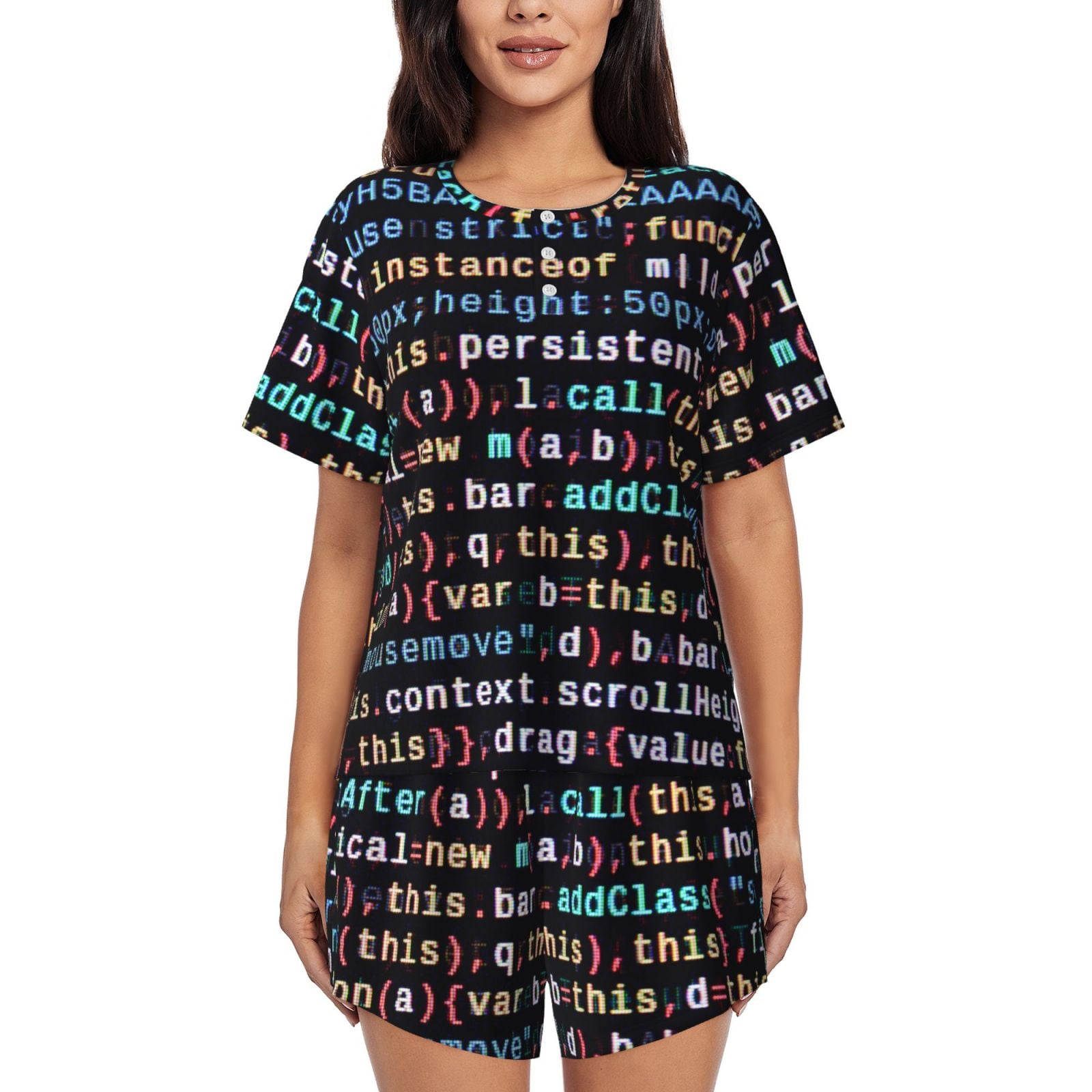 Rateoe Function Source Code1 Pattern Women's Short-Sleeved Pajama Set ...
