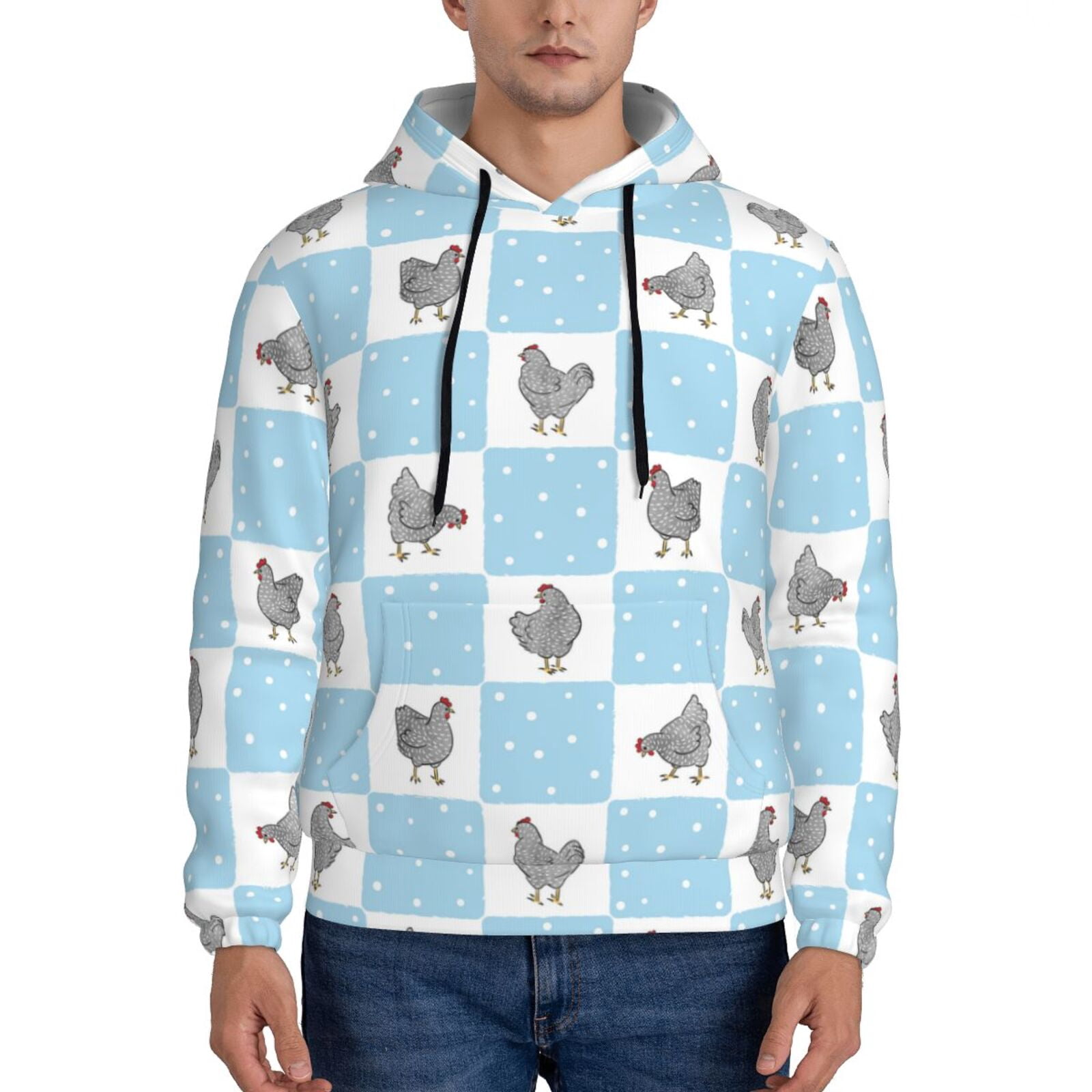 Rateoe Funny Chicken Pattern Mens Hoodie, Pullover Hooded Sweatshirt ...