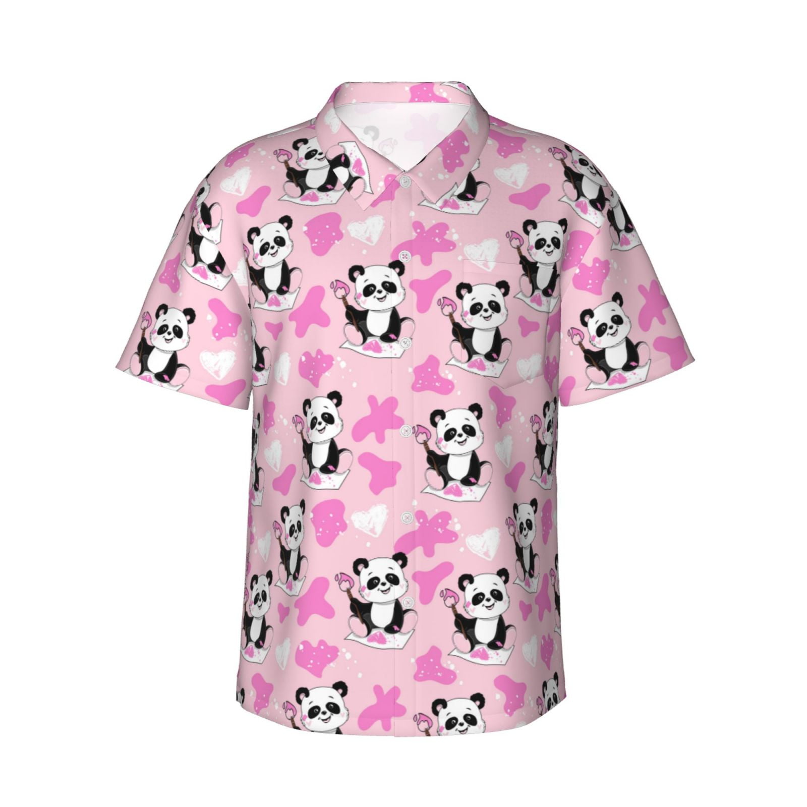 Rateoe Funny Panda Draws A Heart Pattern Men’s Hawaiian Shirt – Short ...