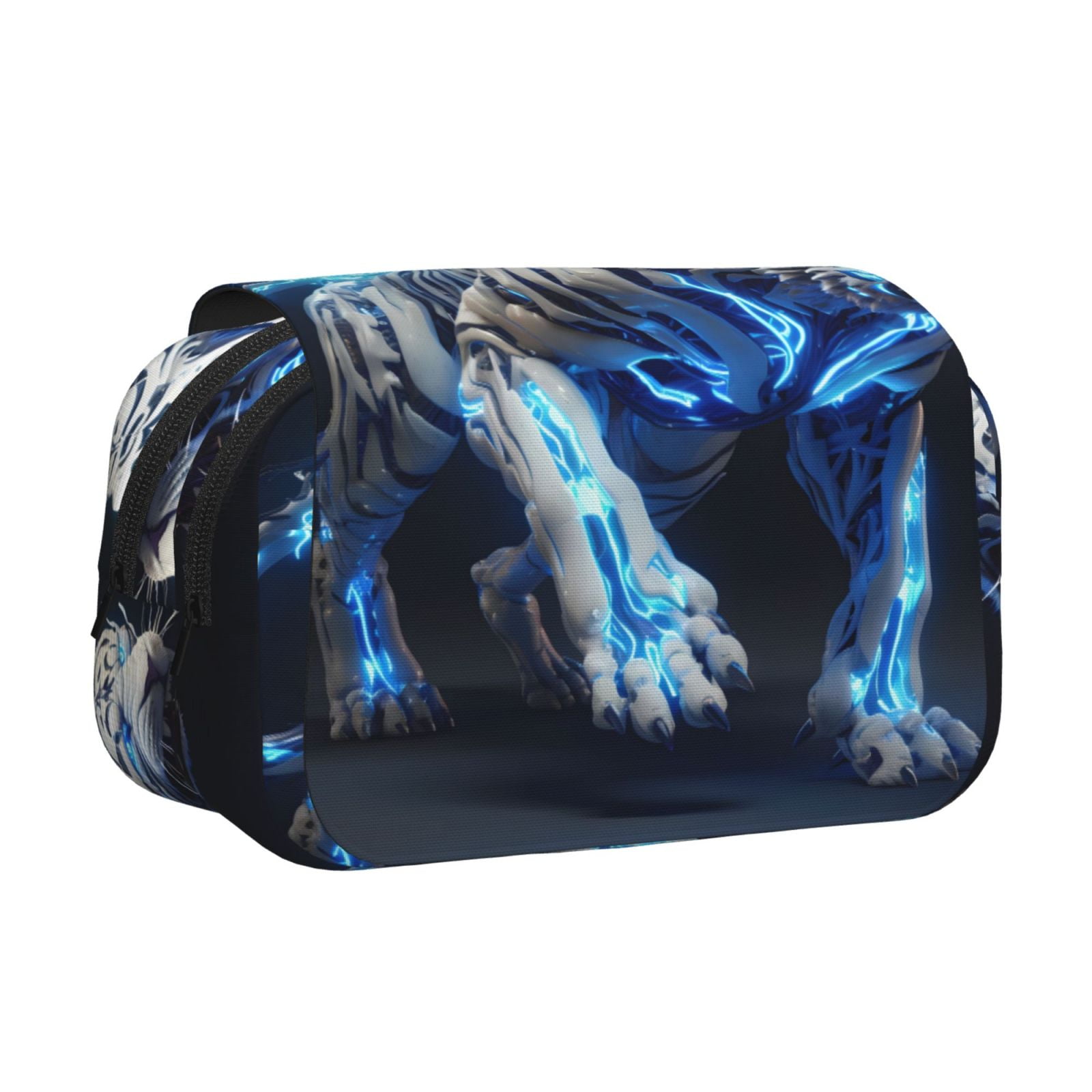 Rateoe Futuristic Blue Light White Tiger Pattern Double Clamshell Pen ...