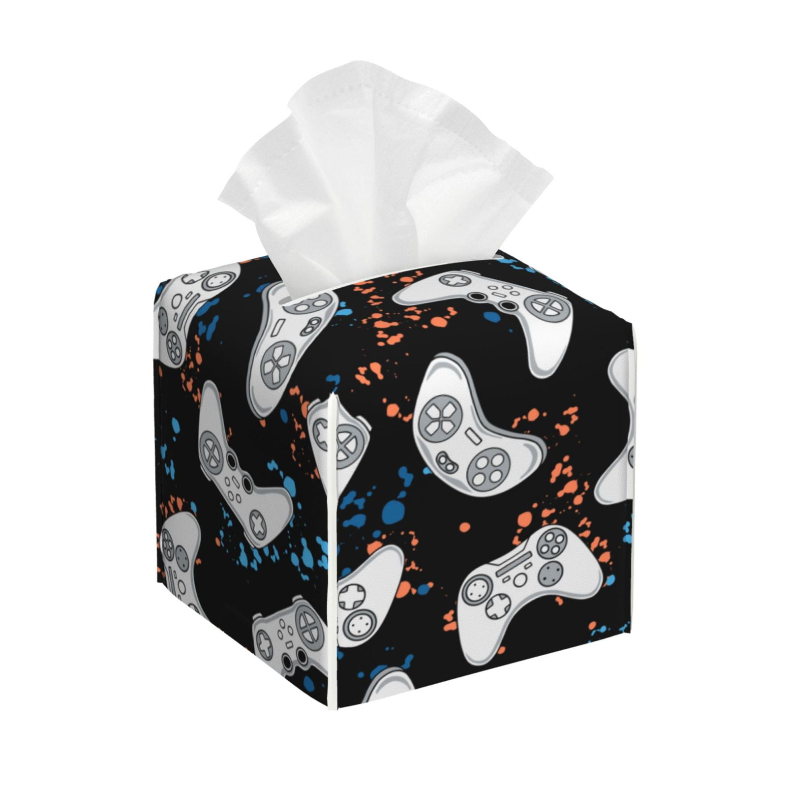Rateoe Game Pattern Tissue Box Cover, Modern Square Decorative Leather ...