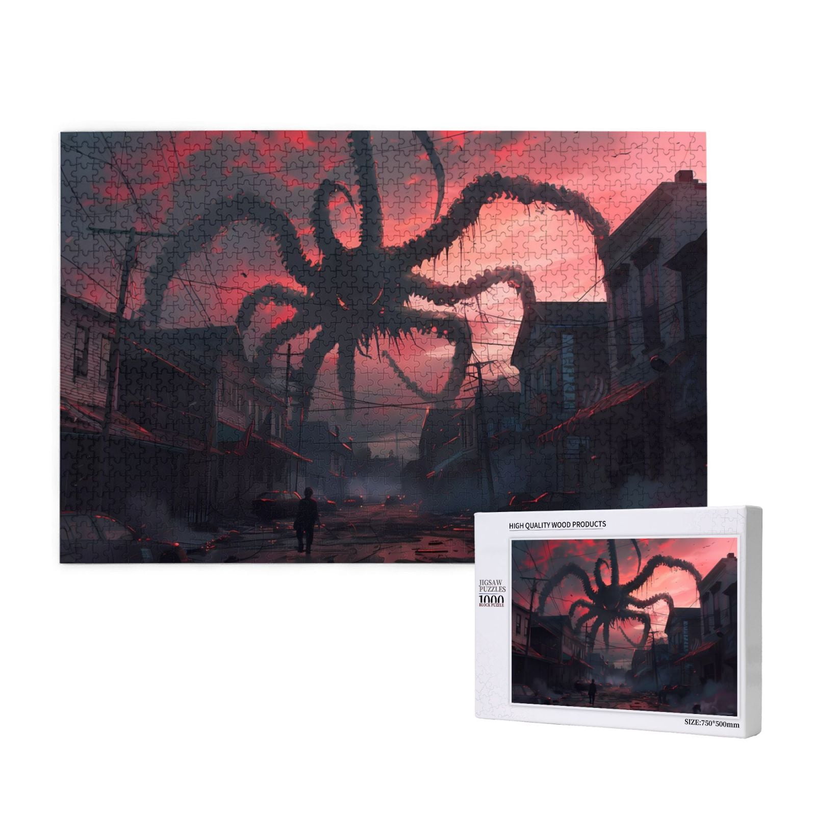 Rateoe Giant Monster Over City Pattern Wooden Picture Puzzle ,1000 ...