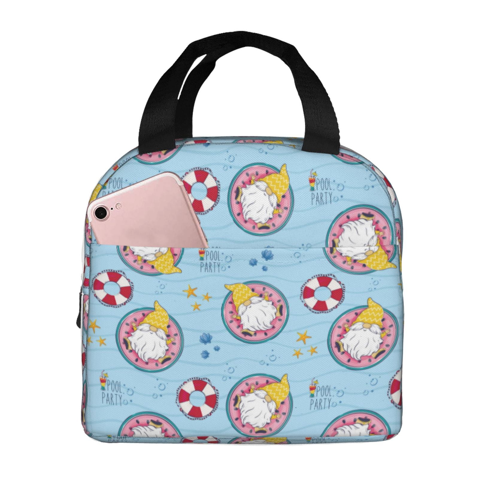 Rateoe Gnome Pool Party Pattern Insulated Lunch Bag with Thick Aluminum ...