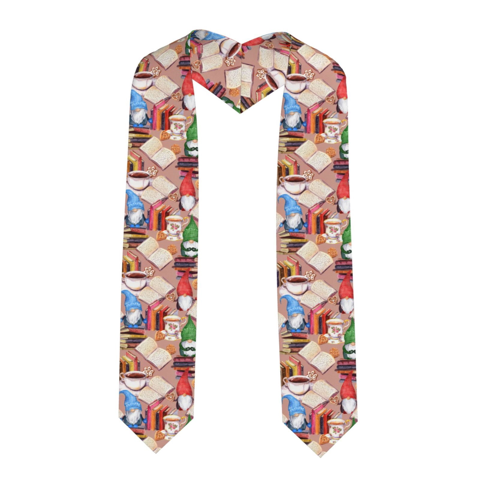Rateoe Gnomes Books Tea Cups Pattern Graduation Shawl Stole – Elegant ...