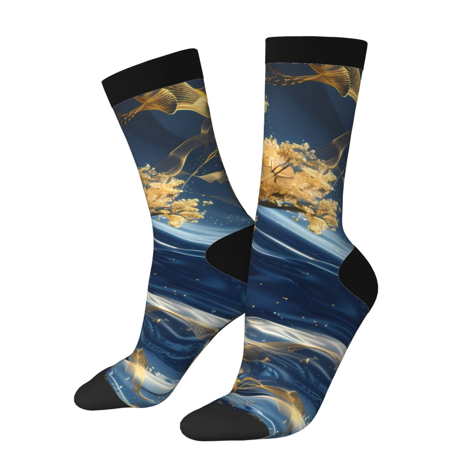 Rateoe Golden Fantasy Landscape for Women Casual Calf Socks - Cute Crew ...
