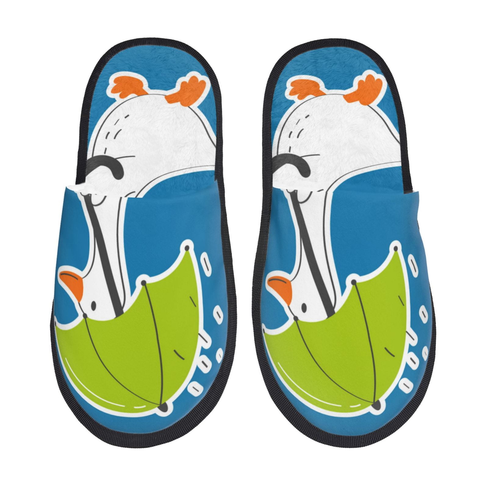Rateoe Goose Holding an Umbrella Pattern Fuzzy Slippers Fuzzy Soft ...