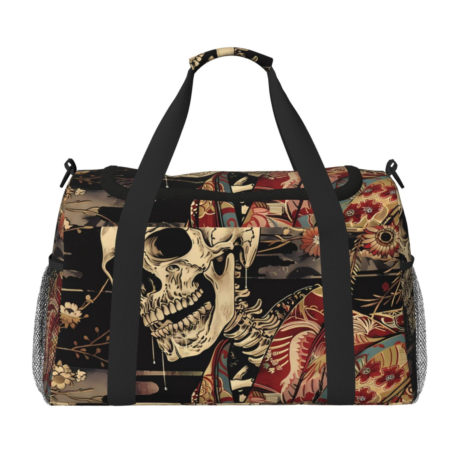 Rateoe Gothic Eastern Floral Skull Pattern Gym Bag for Women, Duffle ...