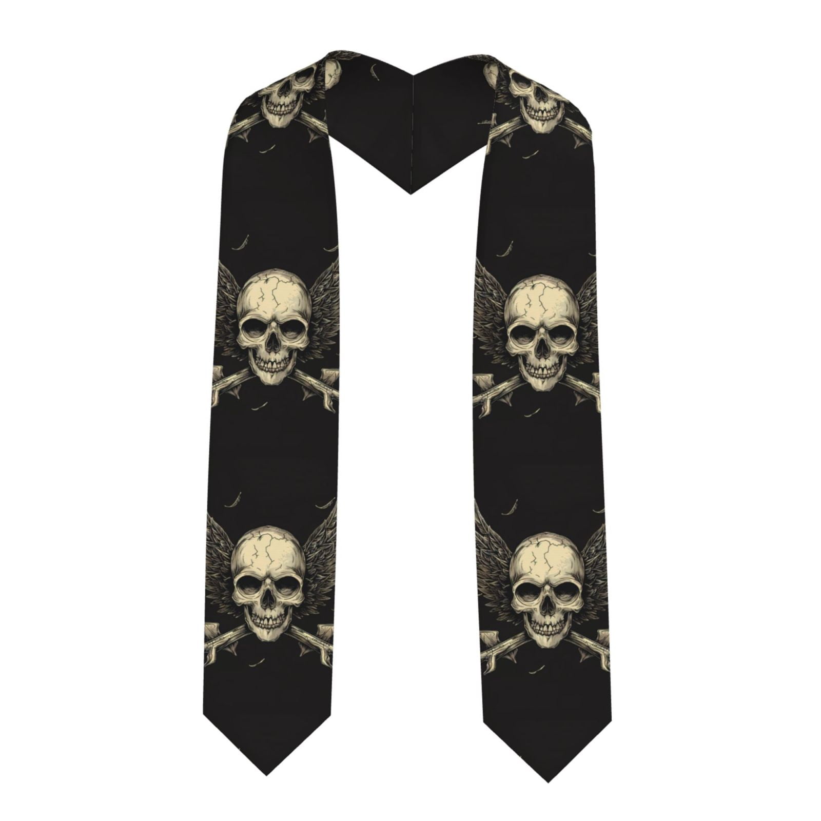 Rateoe Gothic Winged Skull Pattern Graduation Shawl Stole – Elegant ...