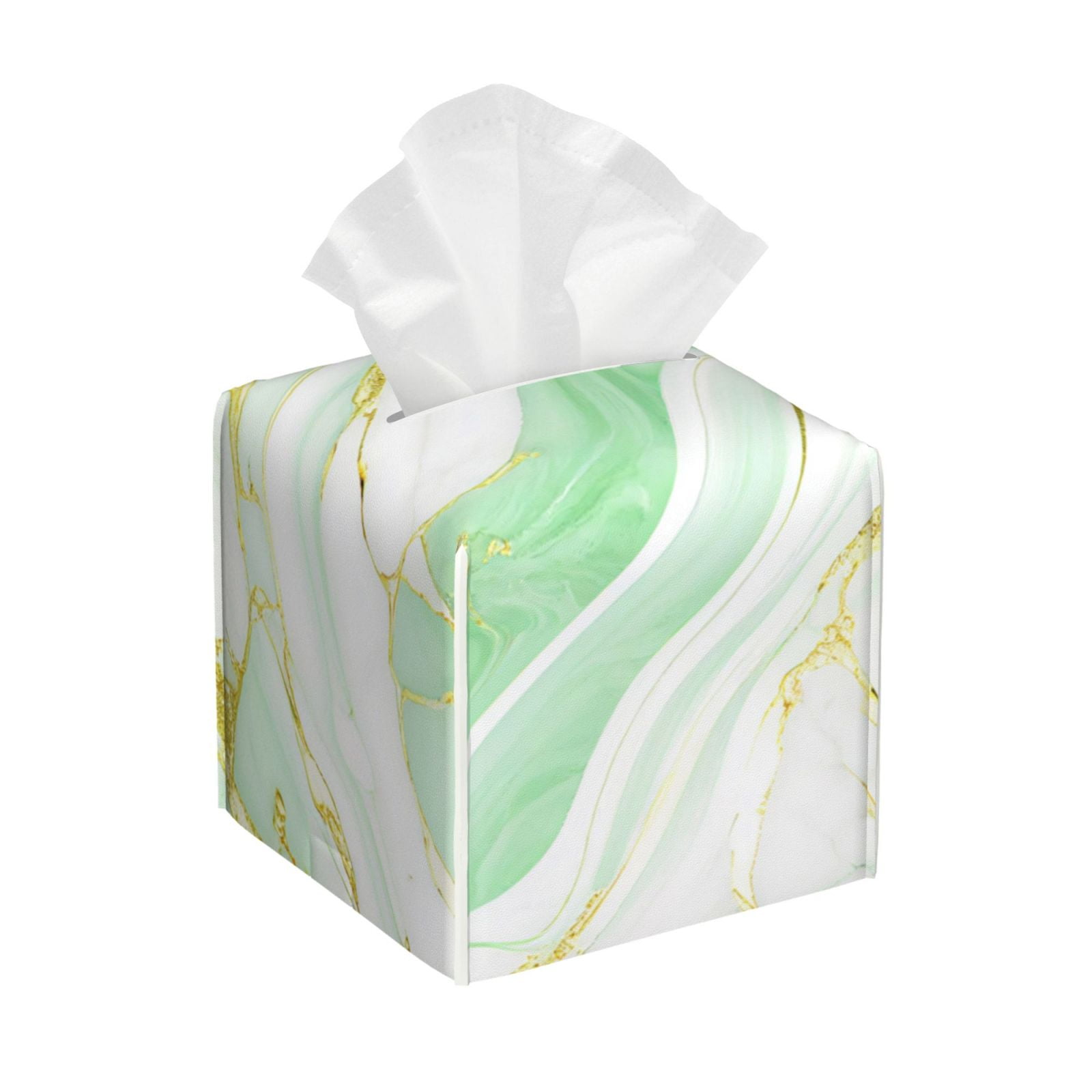 Rateoe Green And Gold Abstract Marble Pattern Tissue Box Cover, Modern ...