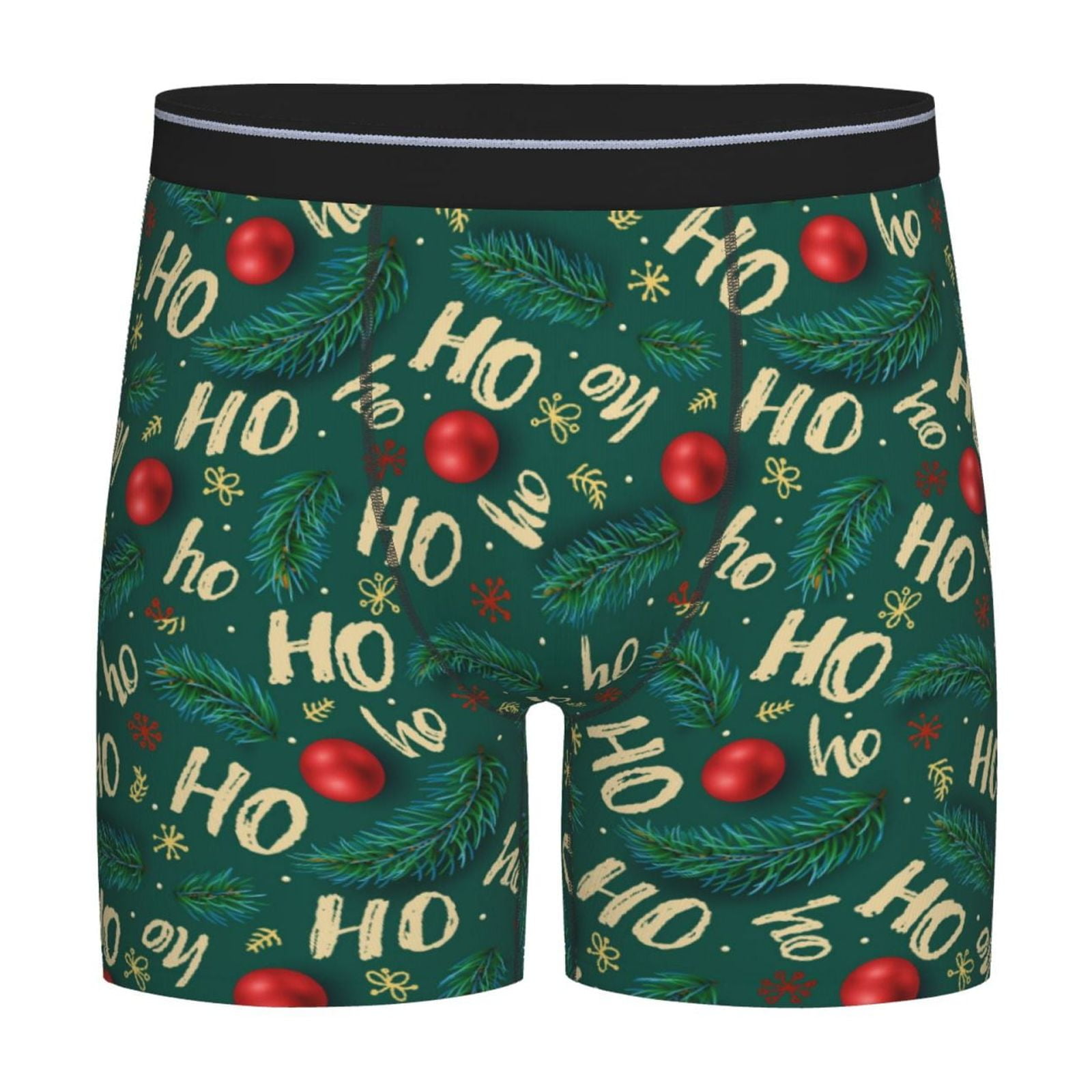 Rateoe Green Background With Ho Print Men’s Underwear Boxer Briefs Soft ...