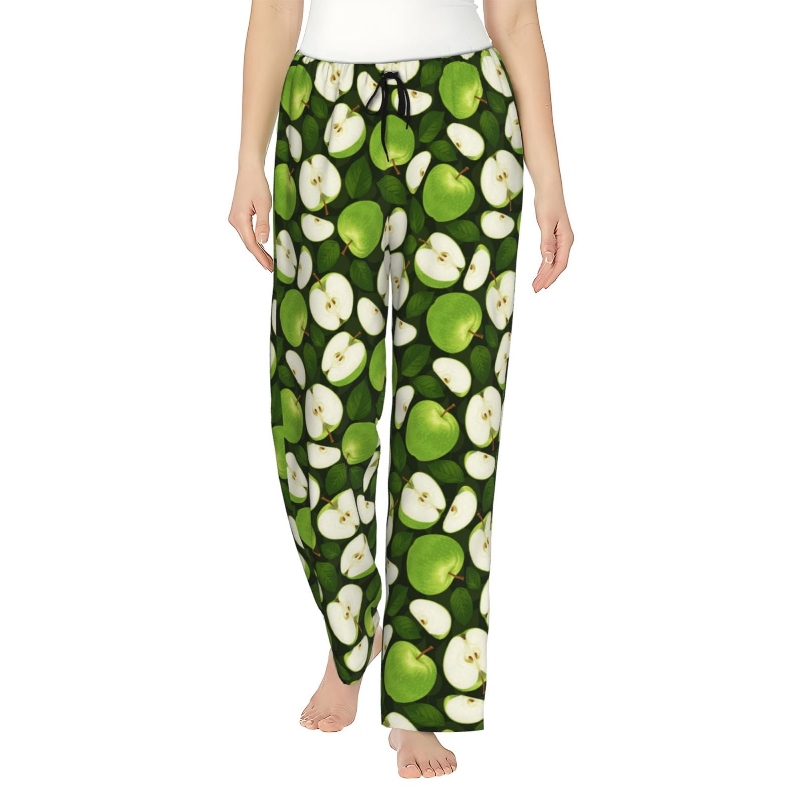 Rateoe Green Fruit Pattern Women’s Ultra-Soft Comfy Pajama Lounge Pants ...